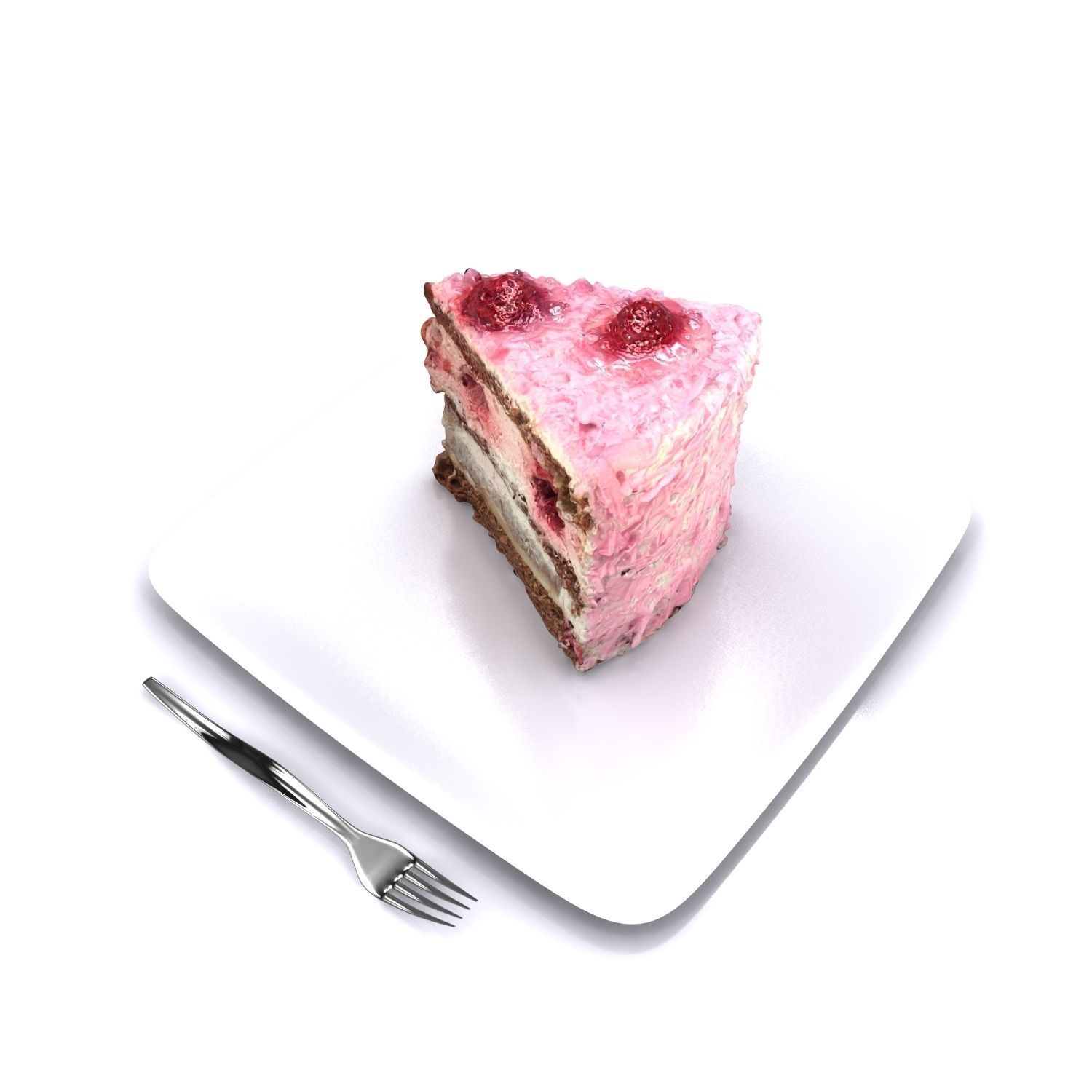 Raspberry Cake Slice 3D model | CGTrader