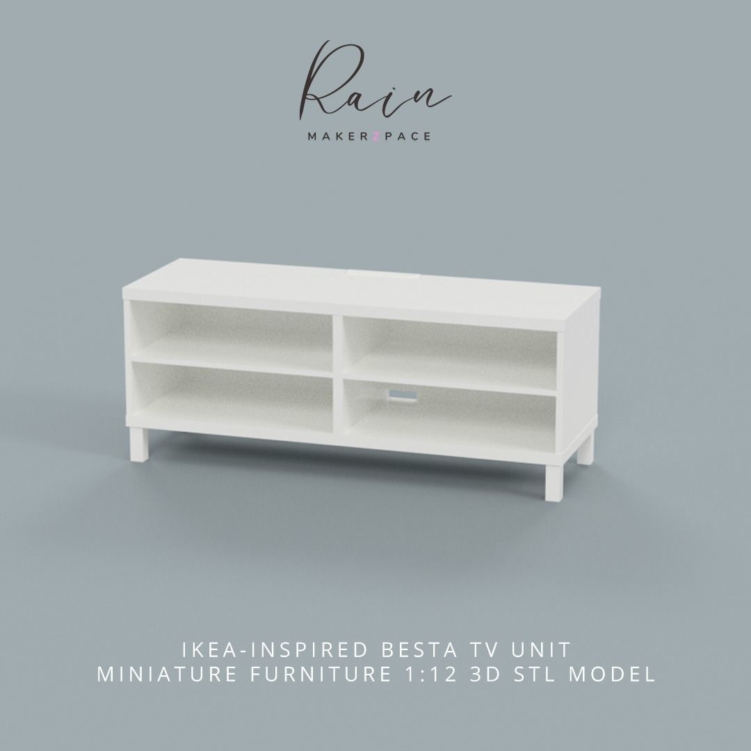 MINIATURE IKEA-INSPIRED BESTA TV UNIT 3D model 3D printable | CGTrader