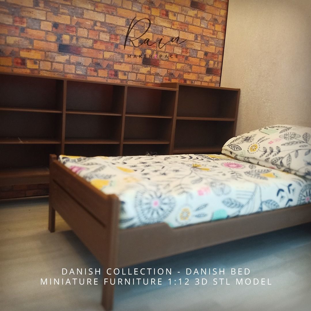 MINIATURE DANISH BED MINIATURE SINGLE BED 3D model 3D printable | CGTrader