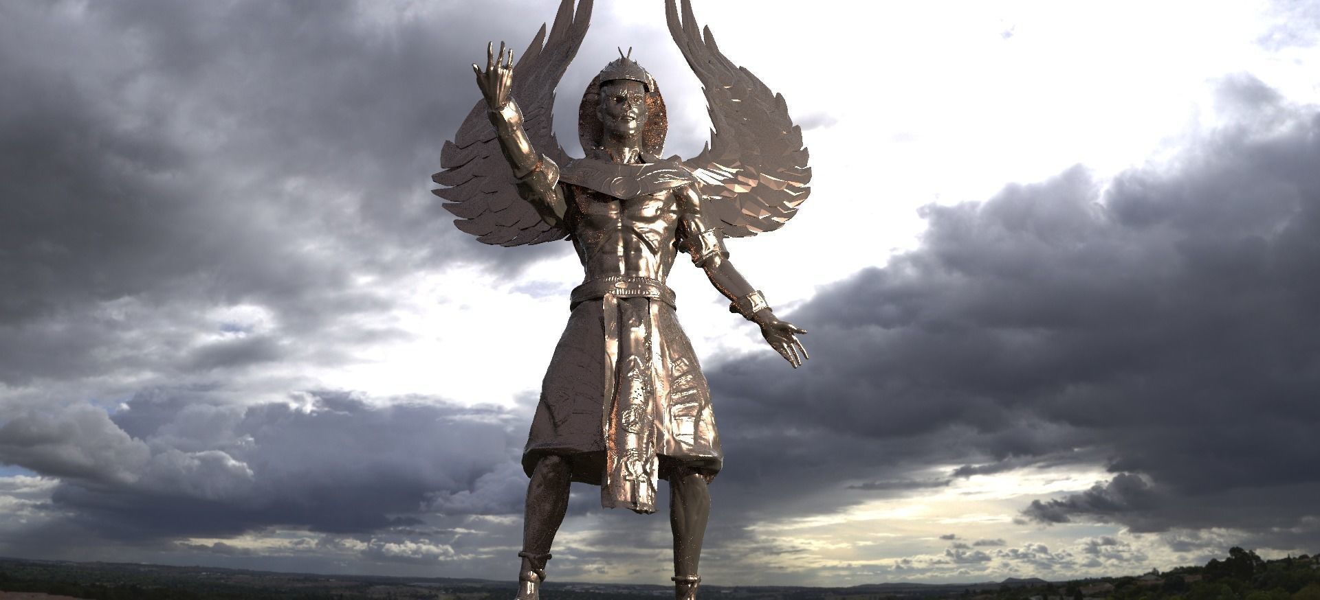 Egyptian Pharaoh Statue Winged 3D model | CGTrader