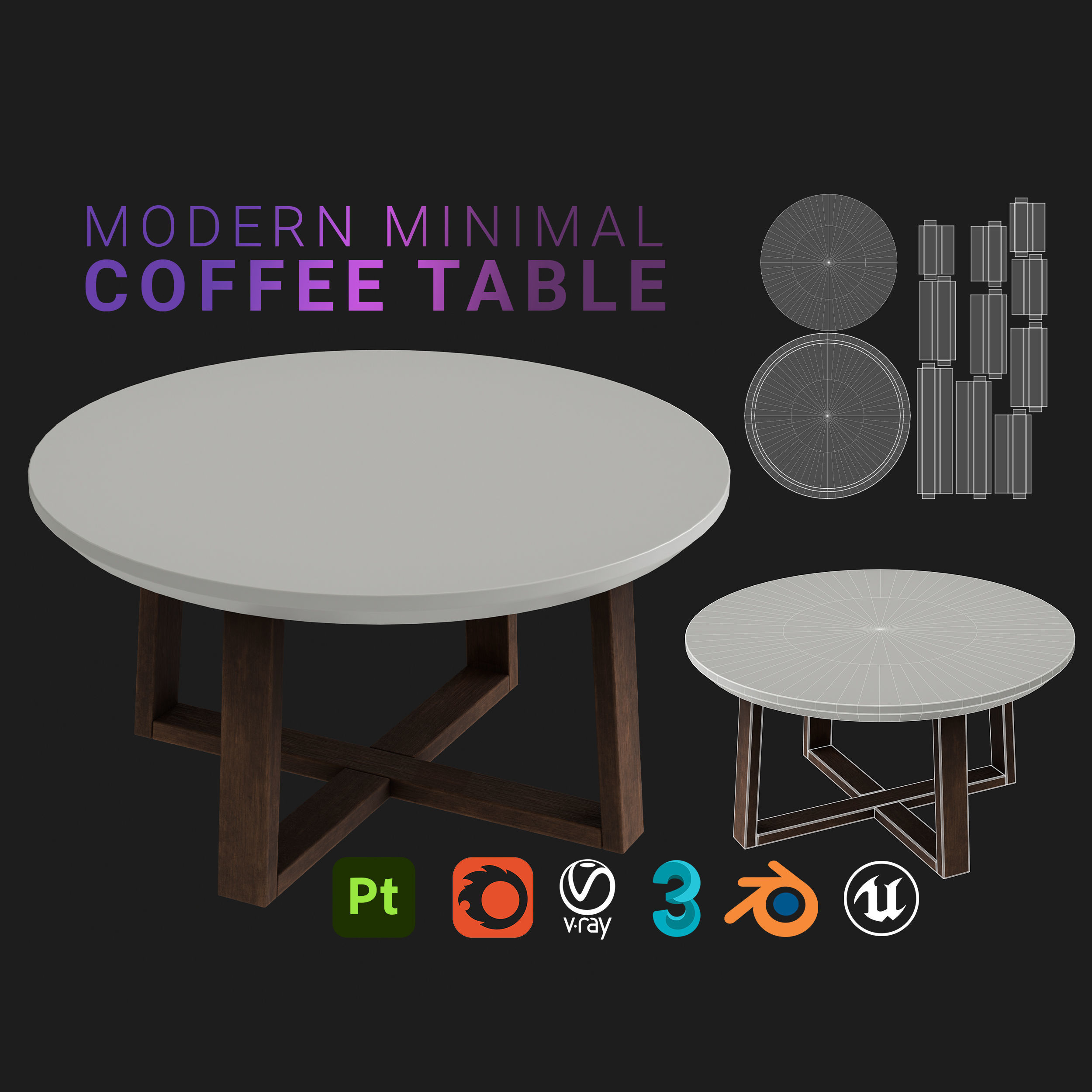 3D model Modern Minimal Coffee Table VR / AR / low-poly | CGTrader