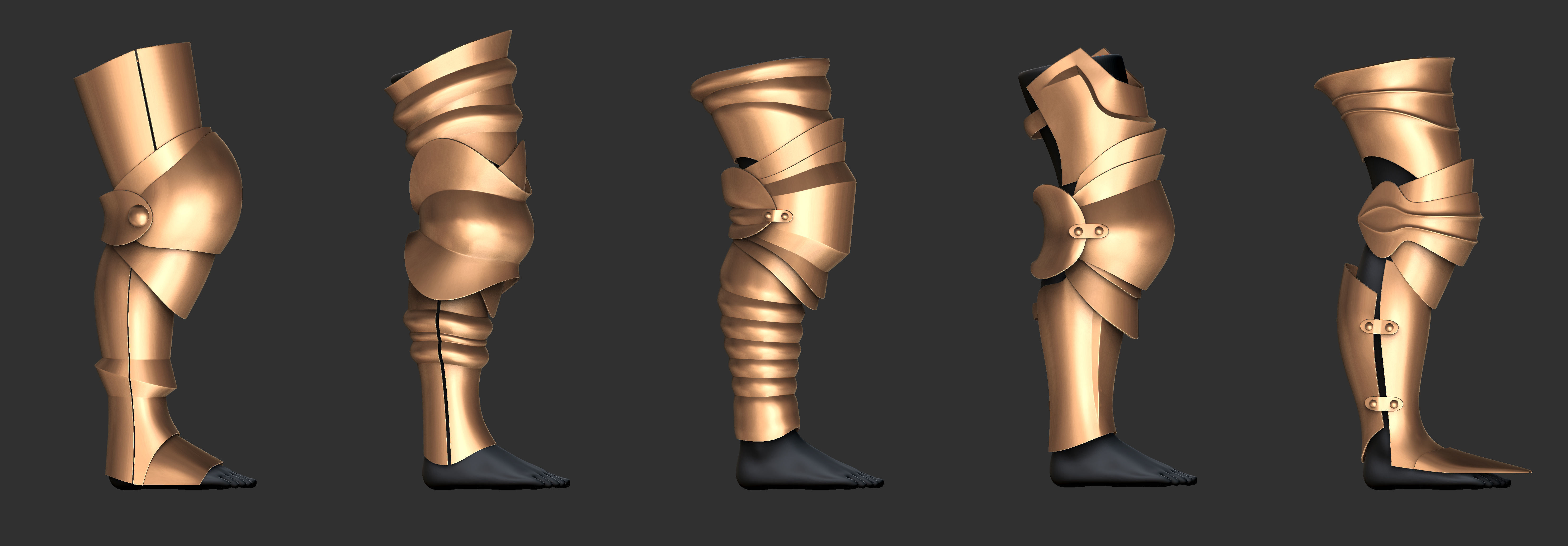 3D model Leg Armor Highpoly and Lowpoly With UVs Vol 1 VR / AR / low ...