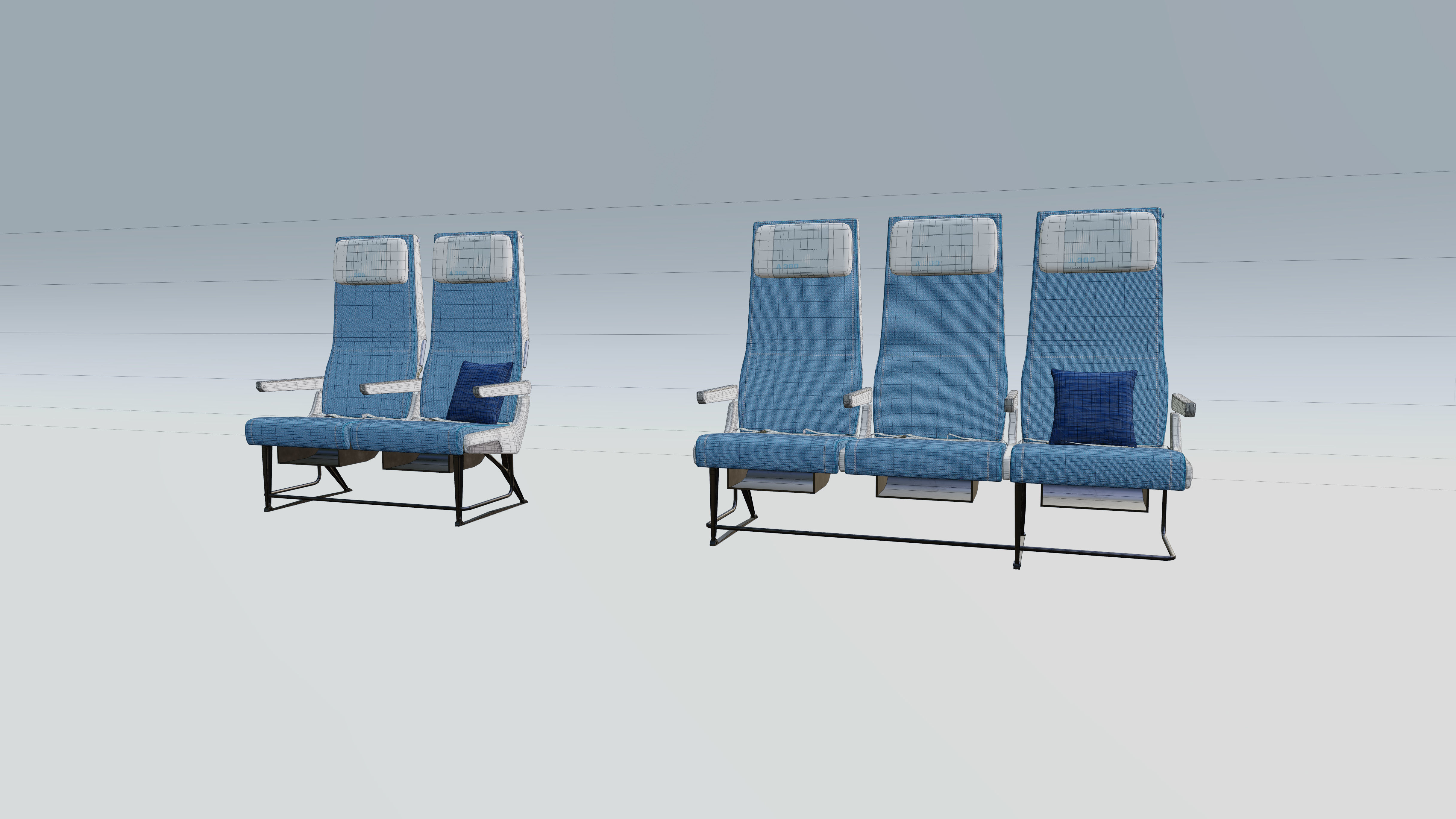 3D model Aircraft seat-Airbus A380 economy seat-high detailed VR / AR ...
