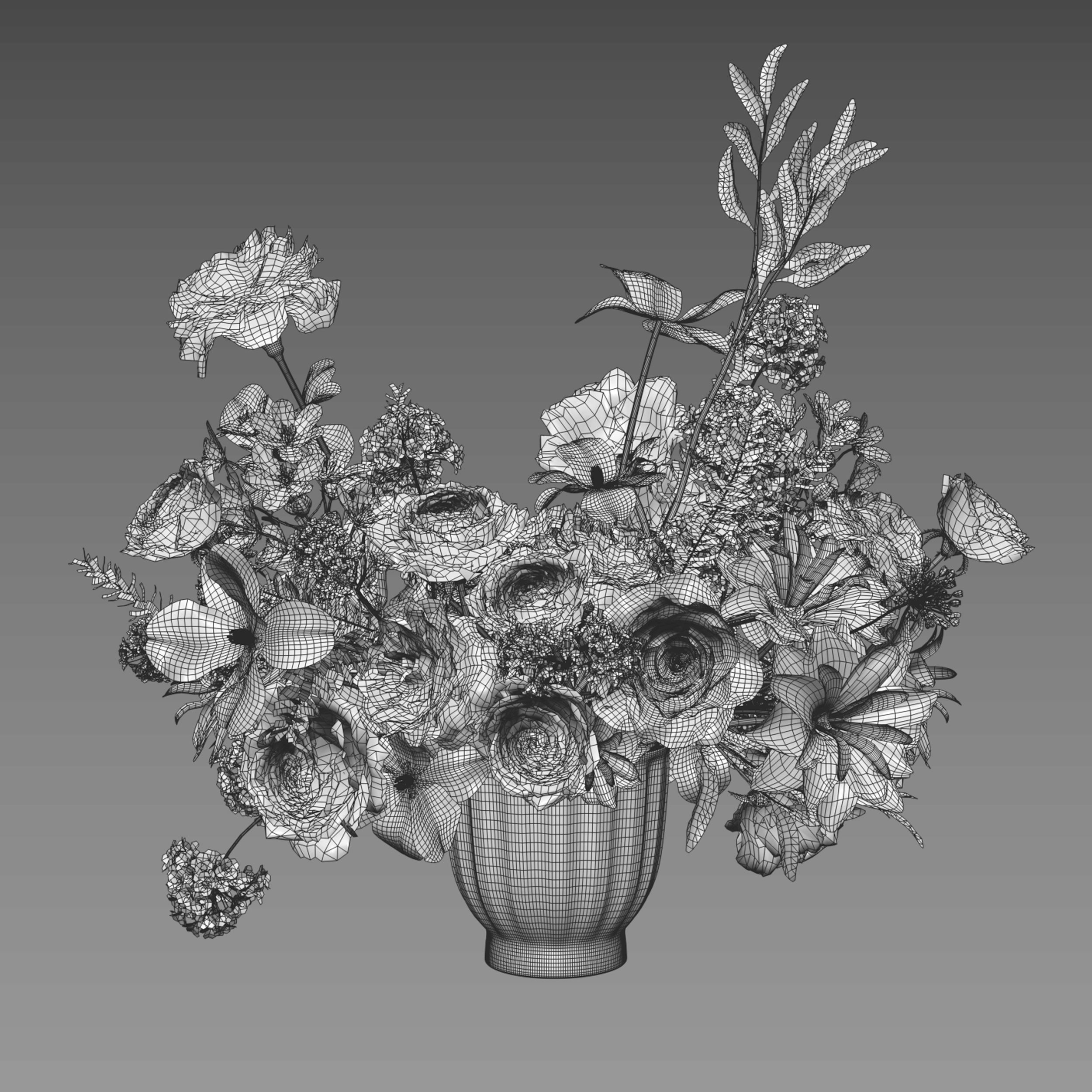 Flower Set 061 Centerpiece purple pink yellow 3D model | CGTrader