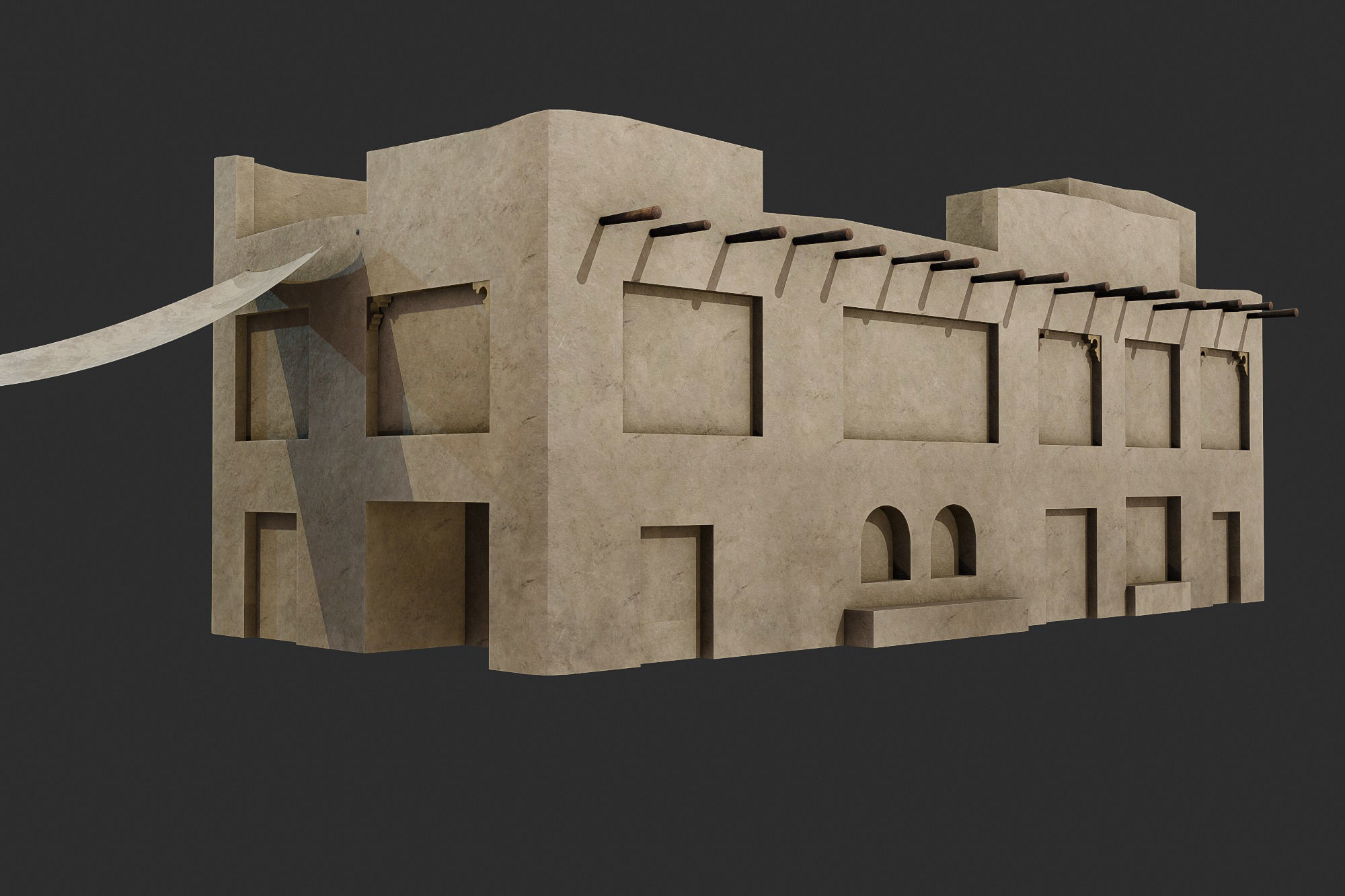 3D model 3 Lowpoly Arabian Middle East Building VR / AR / low-poly ...