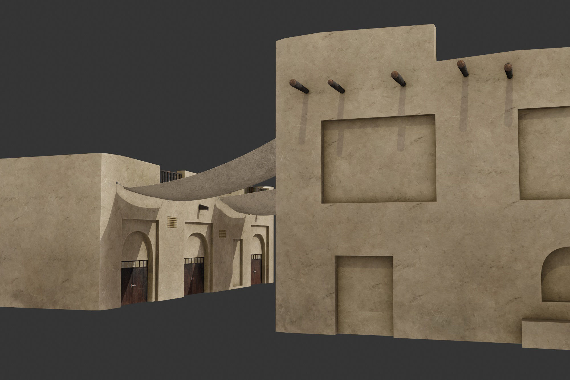 3D model 3 Lowpoly Arabian Middle East Building VR / AR / low-poly ...