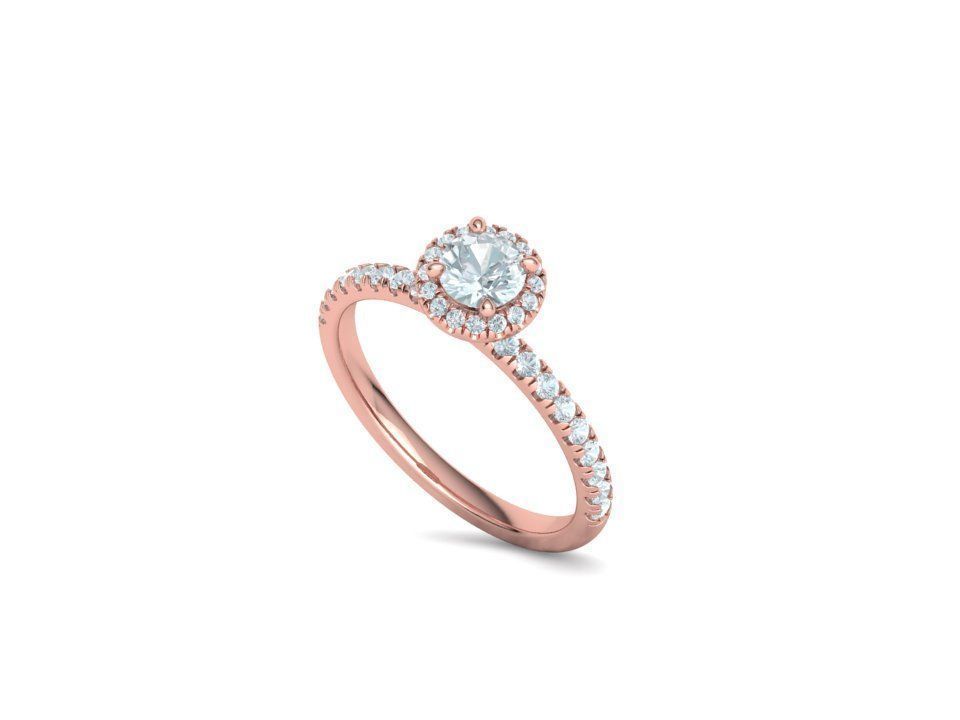 Grace Halo Engagement Ring with 40 pointer diamond 3D model 3D ...