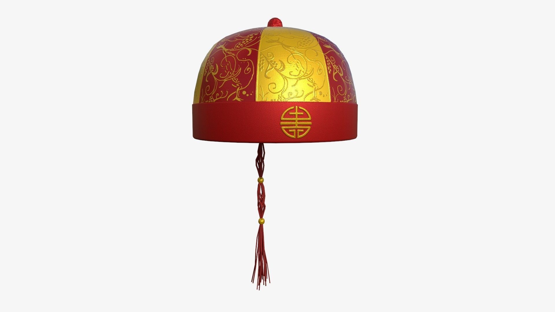 3D model Chinese Traditional Hat A07 Red Yellow - Character Design VR ...
