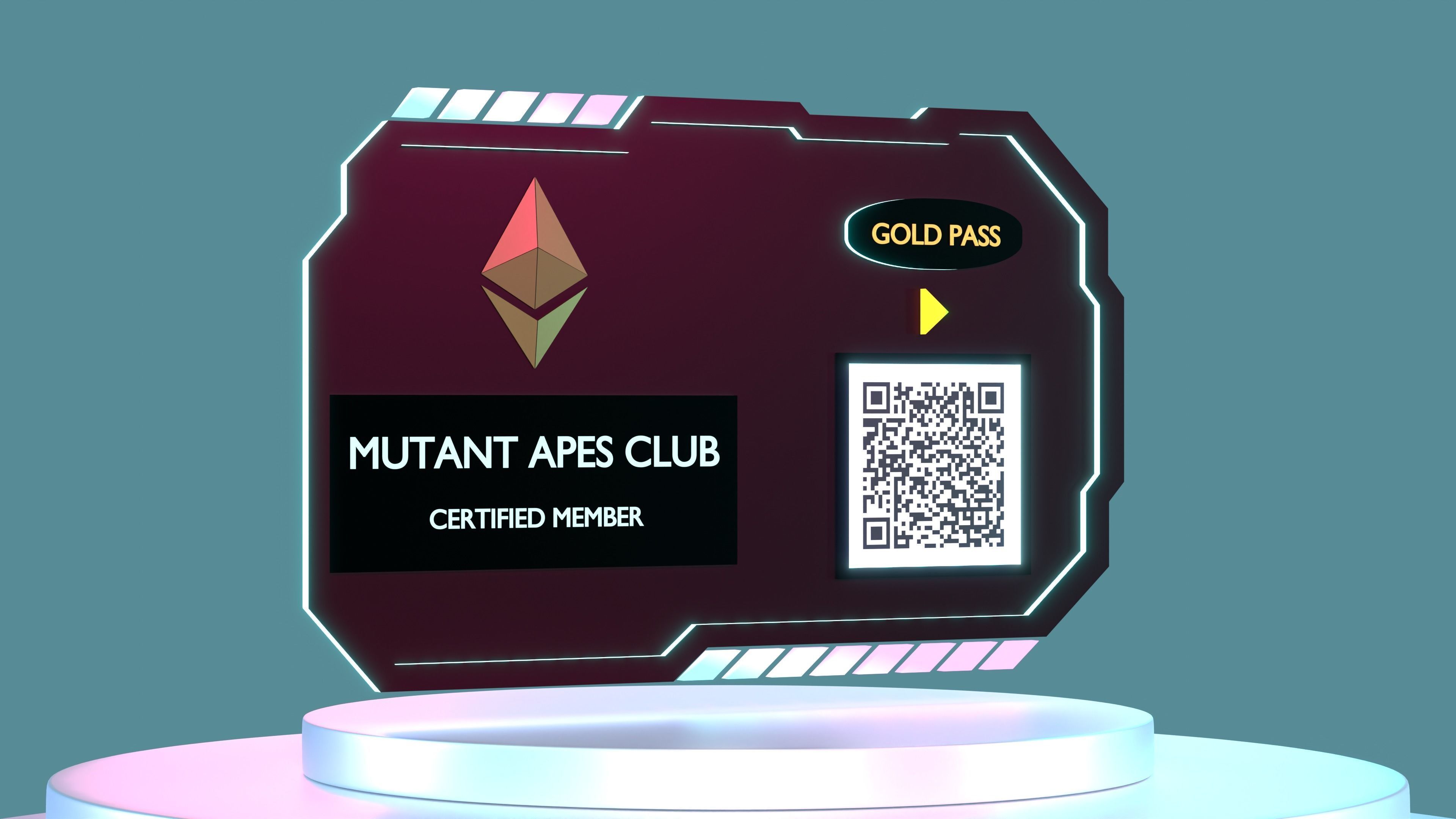 3D model Animated NFT Collectible Card Access Pass Template VR / AR ...