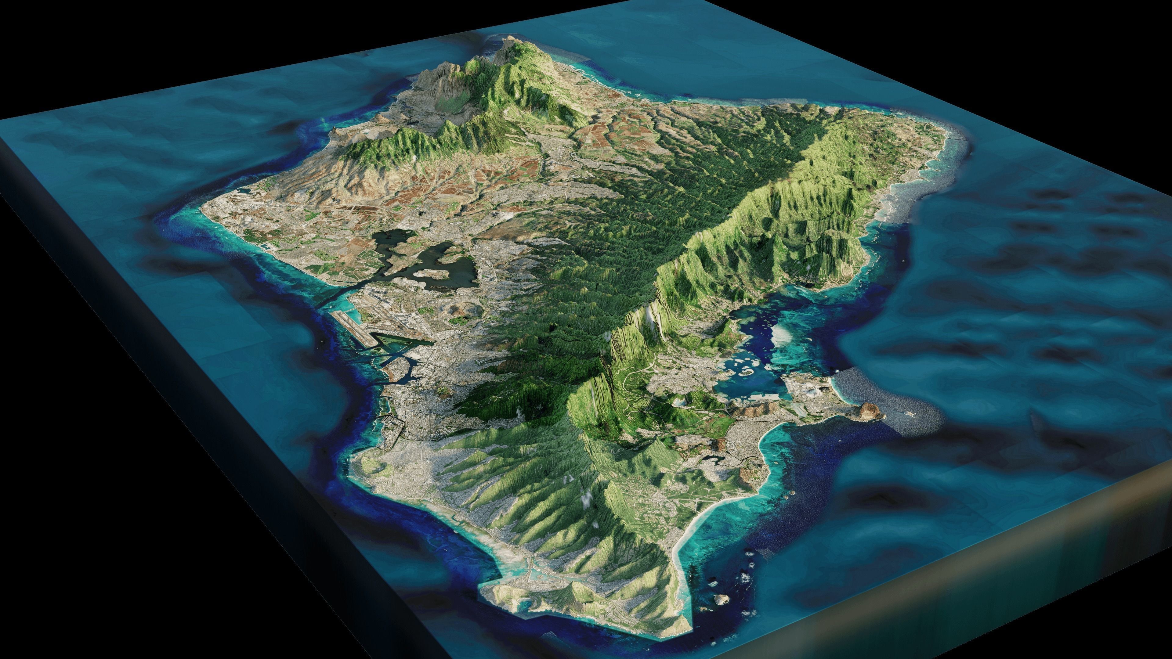 Oahu island full 3d model terrain 3D model | CGTrader