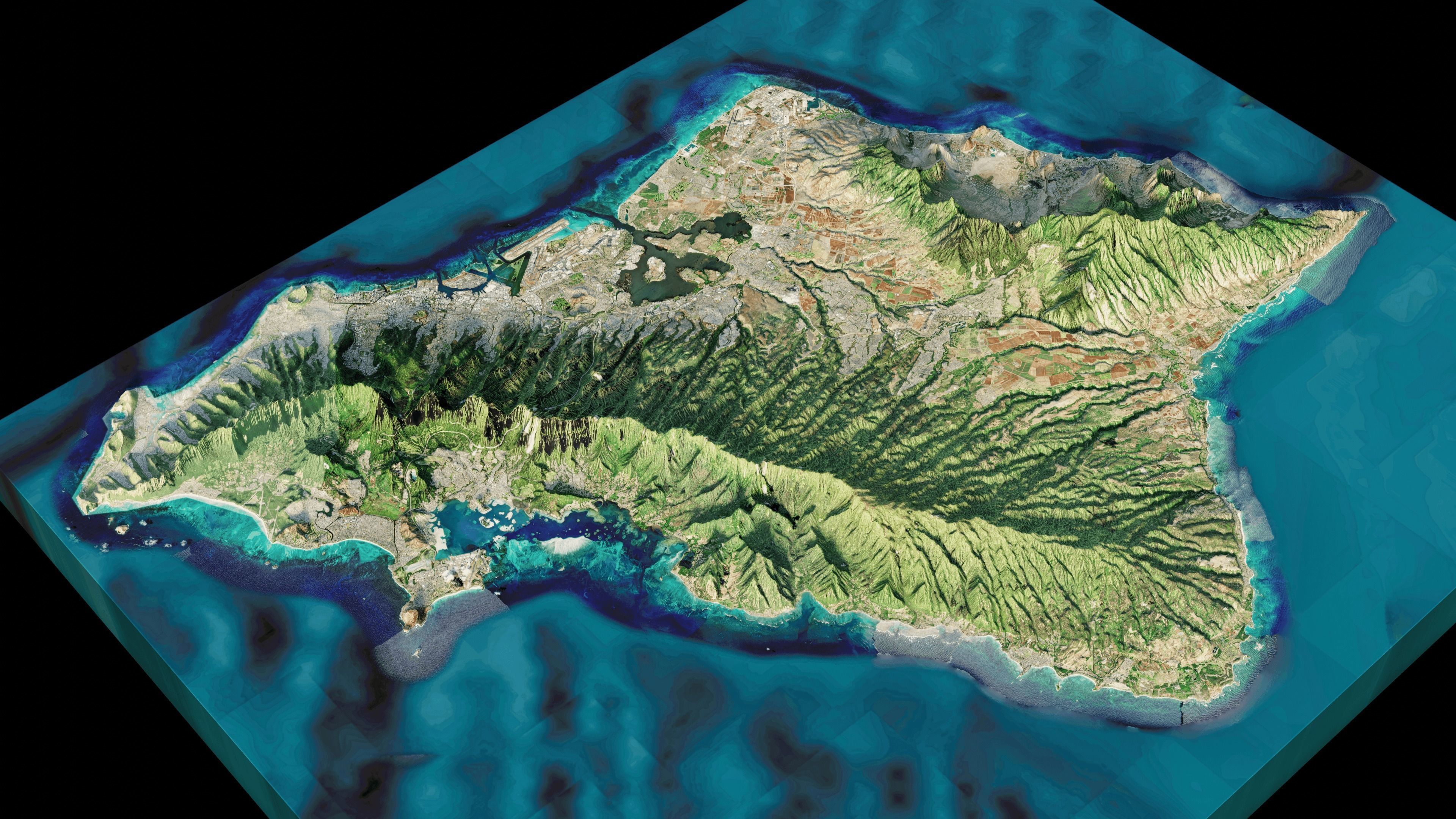 Oahu island full 3d model terrain 3D model | CGTrader