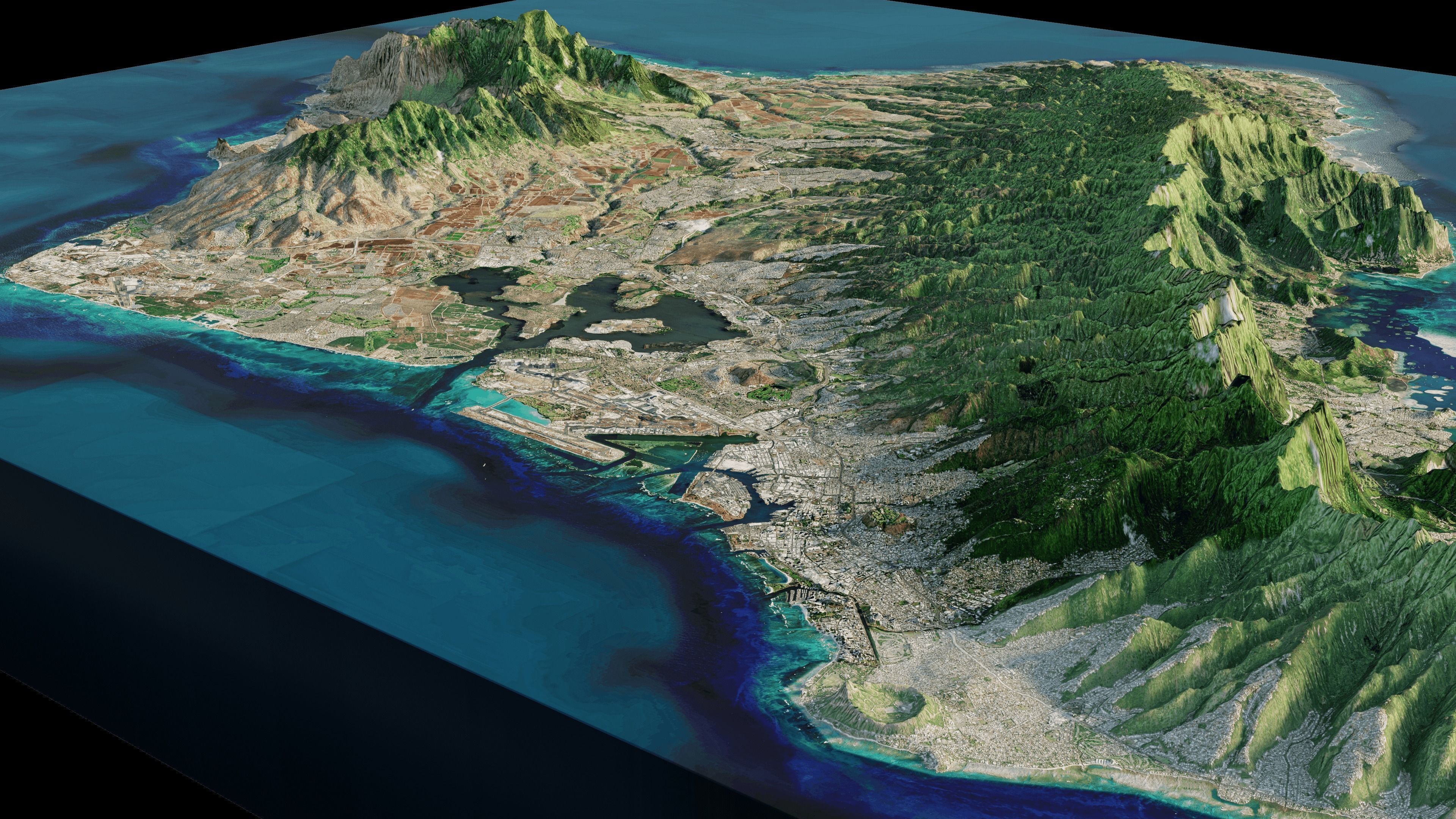 Oahu island full 3d model terrain 3D model | CGTrader