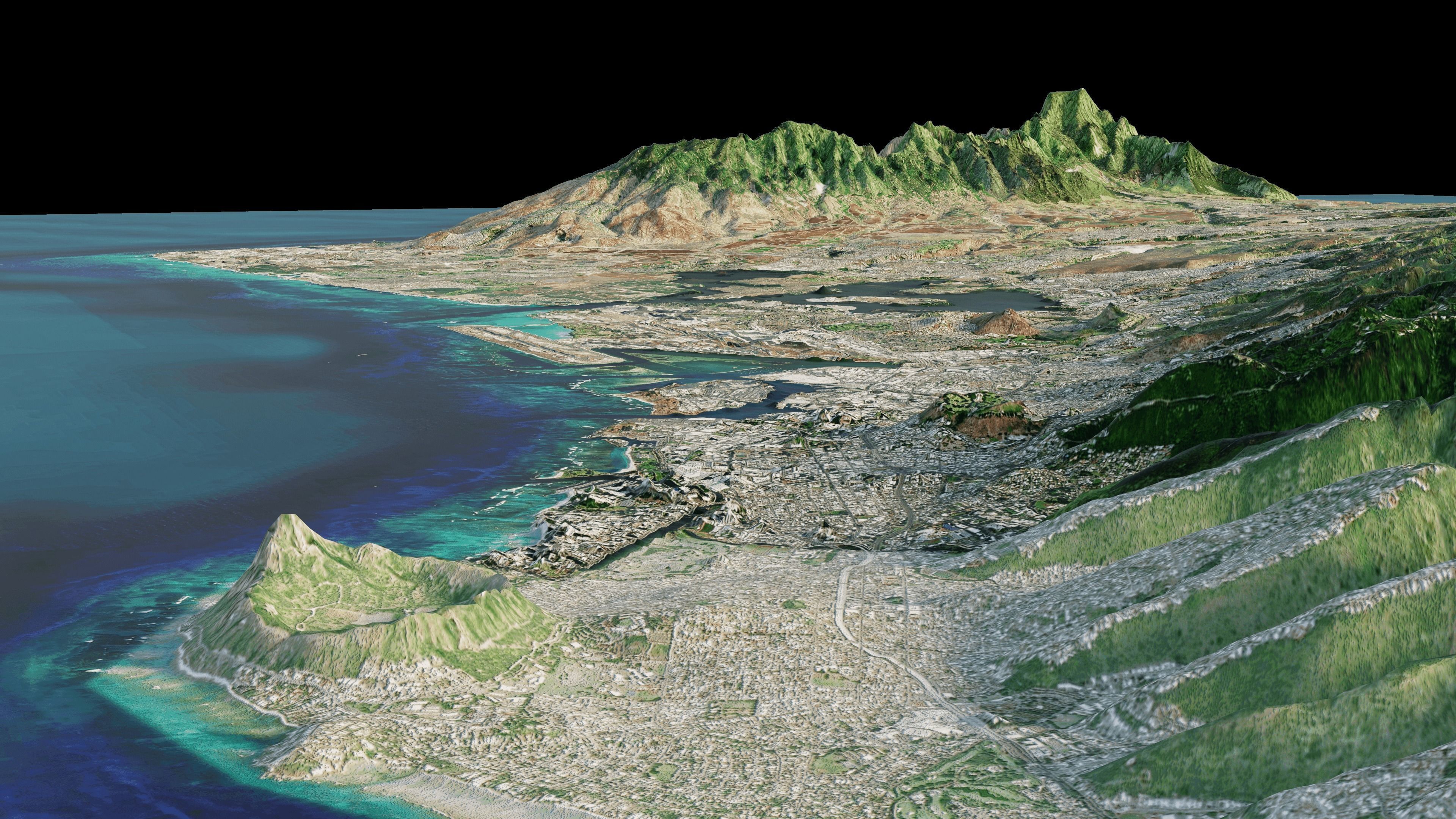 Oahu island full 3d model terrain 3D model | CGTrader