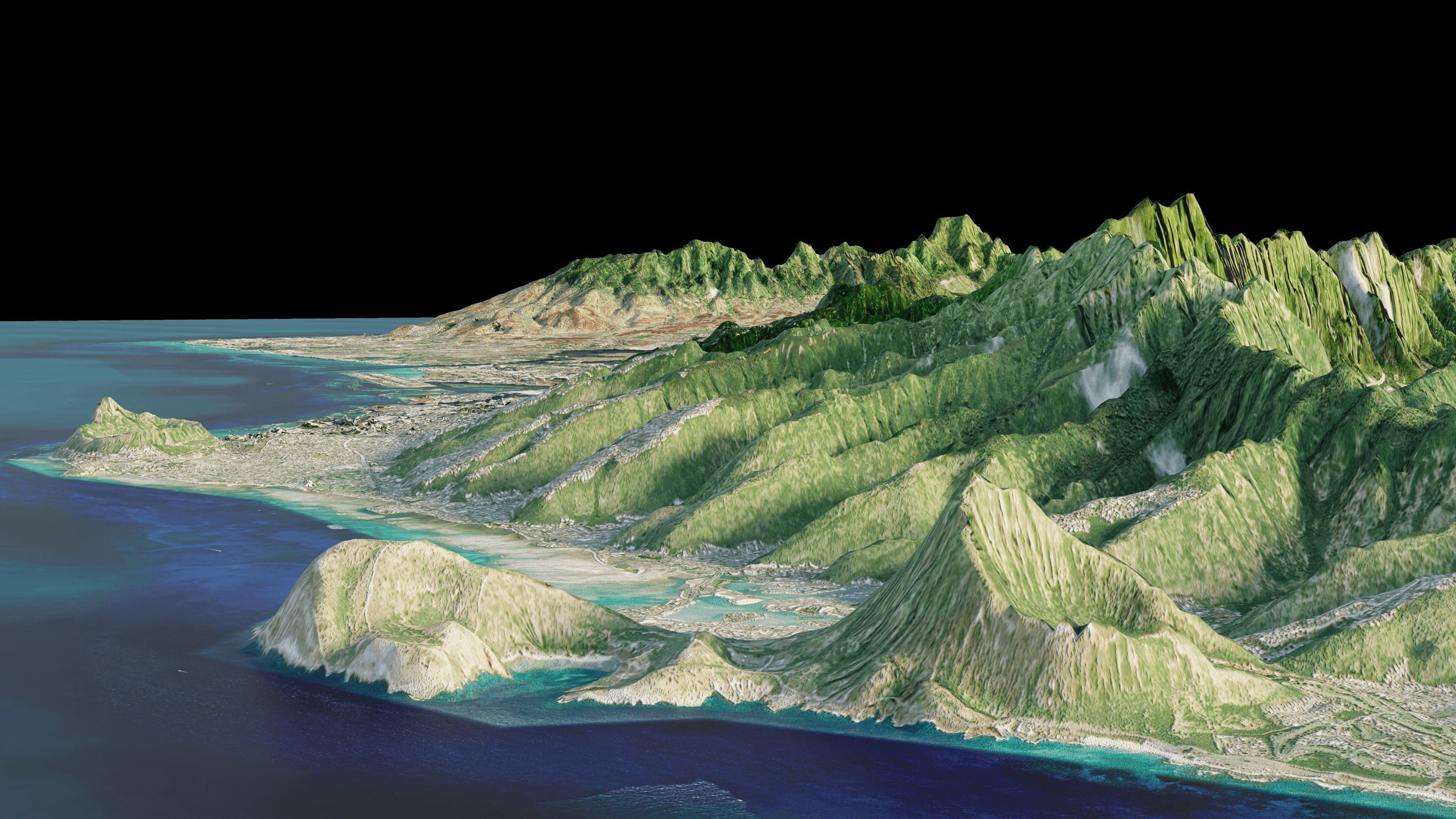 Oahu island full 3d model terrain 3D model | CGTrader