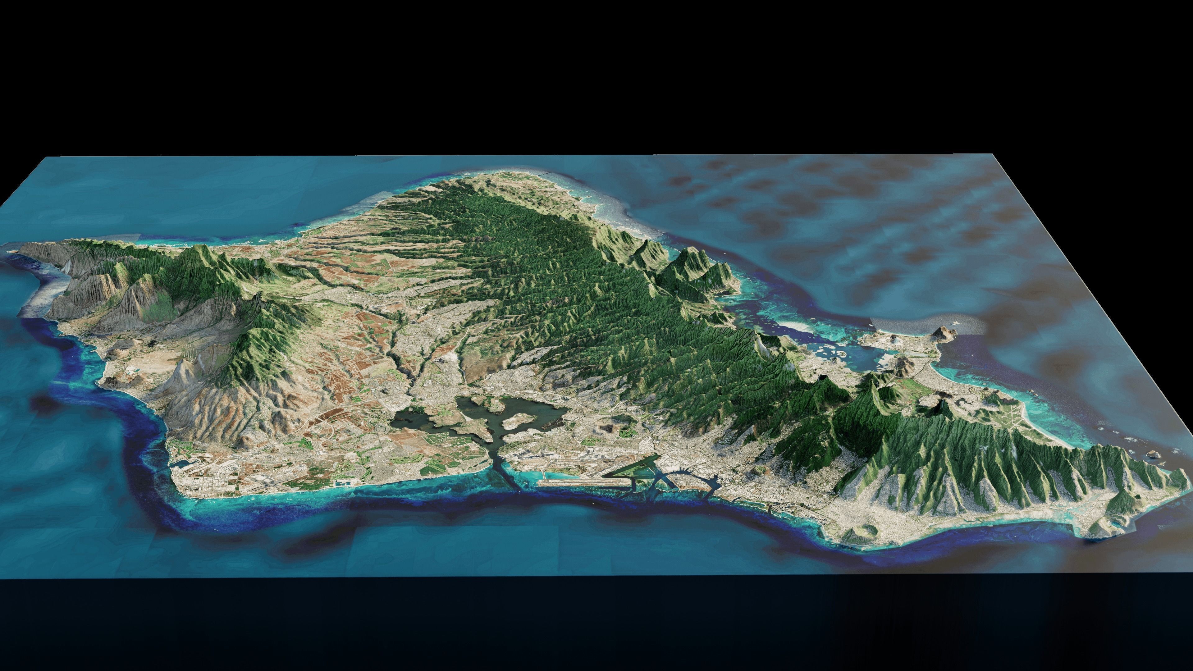 Oahu island full 3d model terrain 3D model | CGTrader