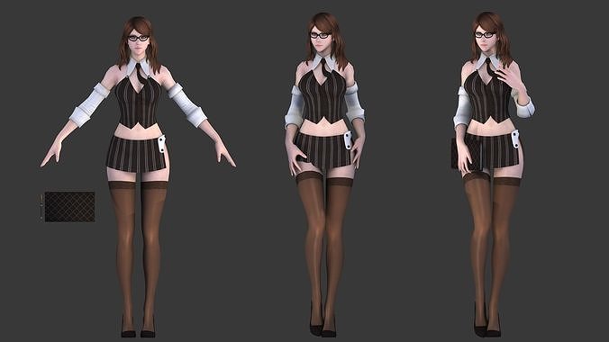 3D model office lady secretary VR / AR / low-poly | CGTrader