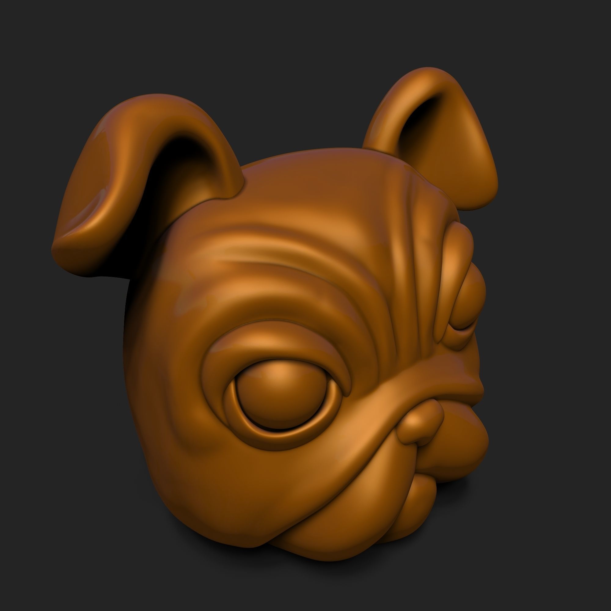Pug Dog face 3D model 3D printable | CGTrader