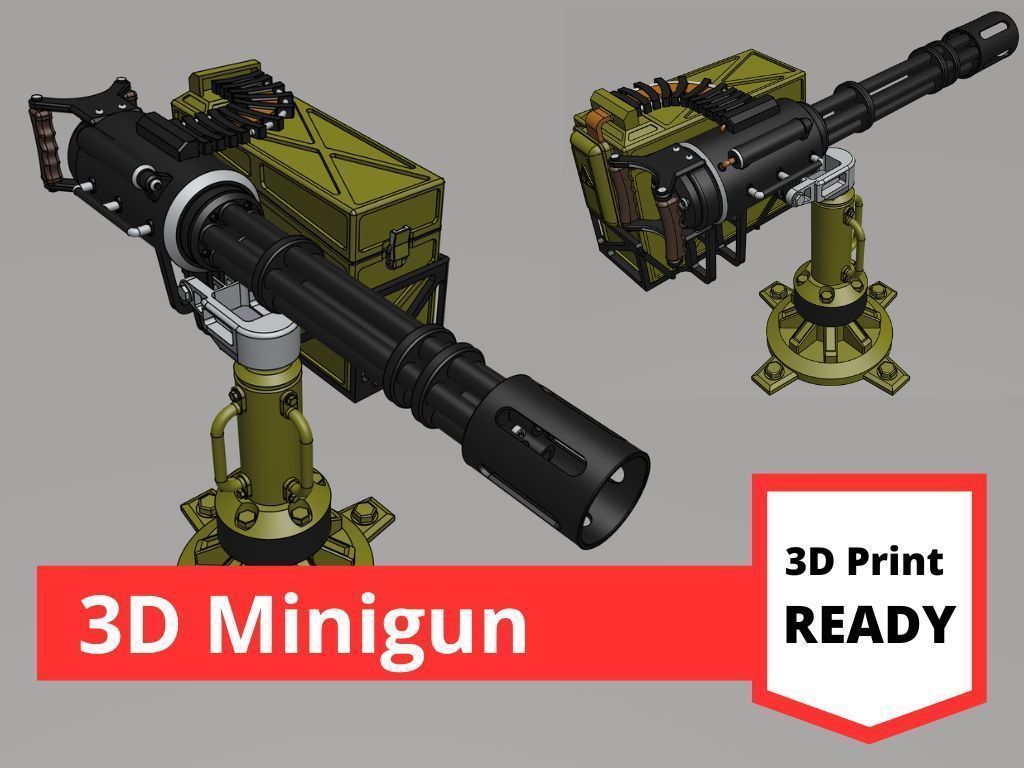 3D Minigun Vulcan model with Gun Base Stand 3D model 3D printable ...