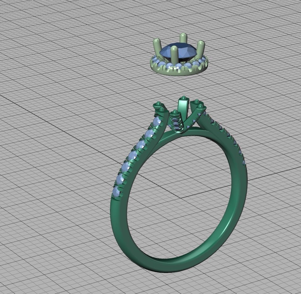 Grace Round Halo Engagement Ring 40 pointer diamond v2 3D model 3D ...