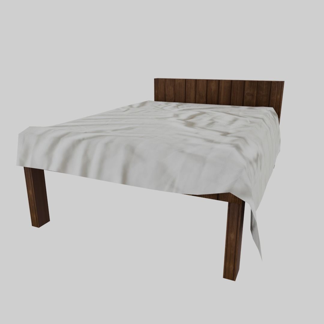 3D model Bed with sheet VR / AR / low-poly | CGTrader