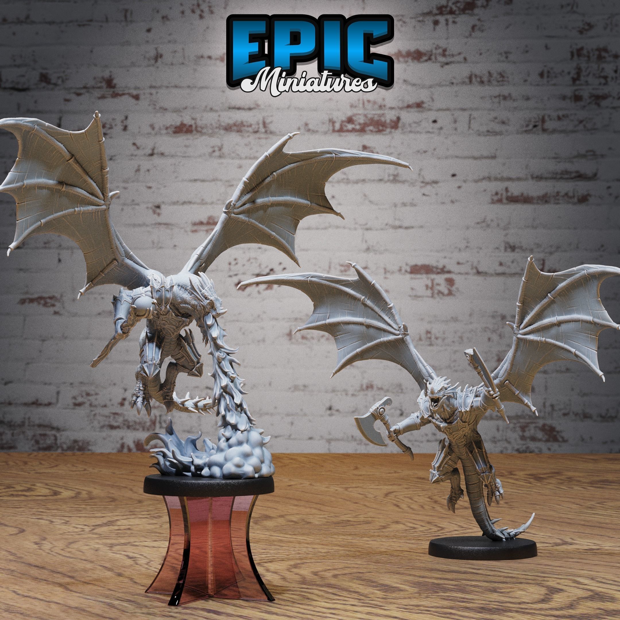 Winged Half Dragon Flying Set - DnD Tabletop Miniature 3D Model 3D ...