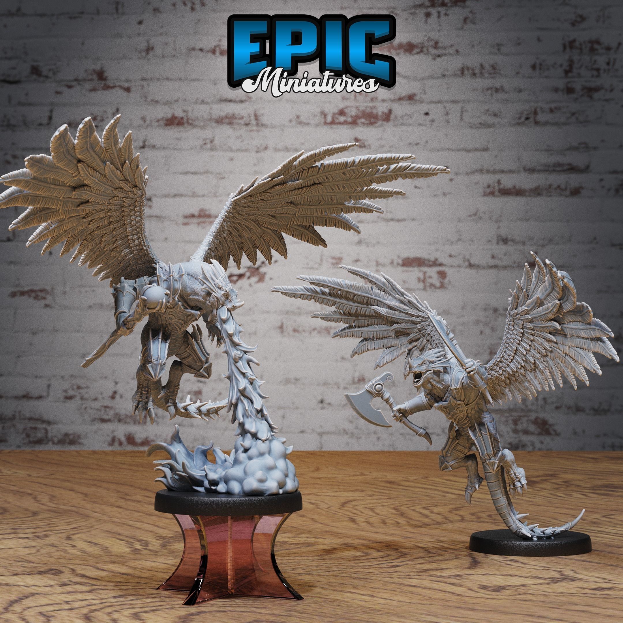 Winged Half Dragon Flying Set - DnD Tabletop Miniature 3D Model 3D ...