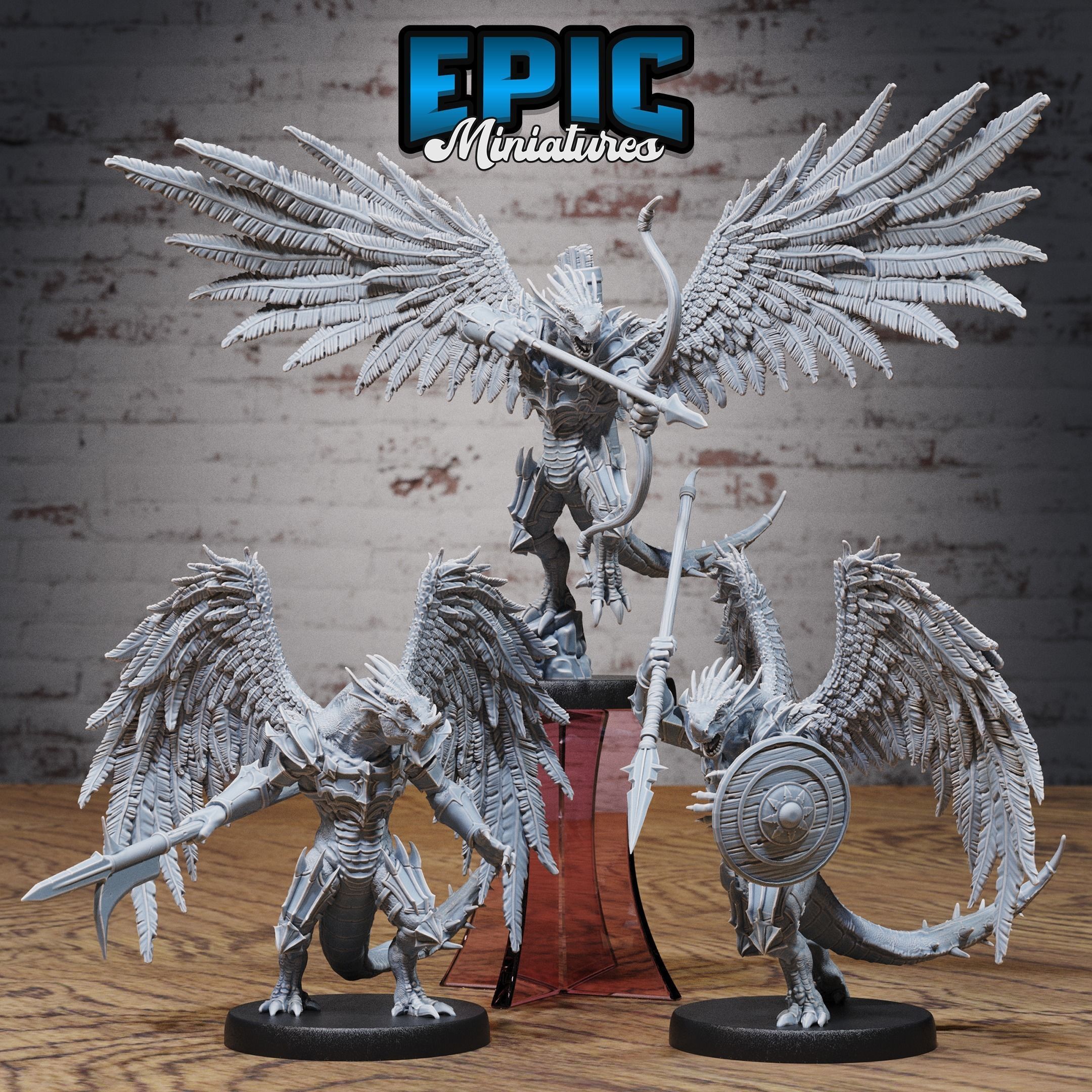 Winged Half Dragon Set - DnD Tabletop Miniature 3D Model 3D model 3D ...