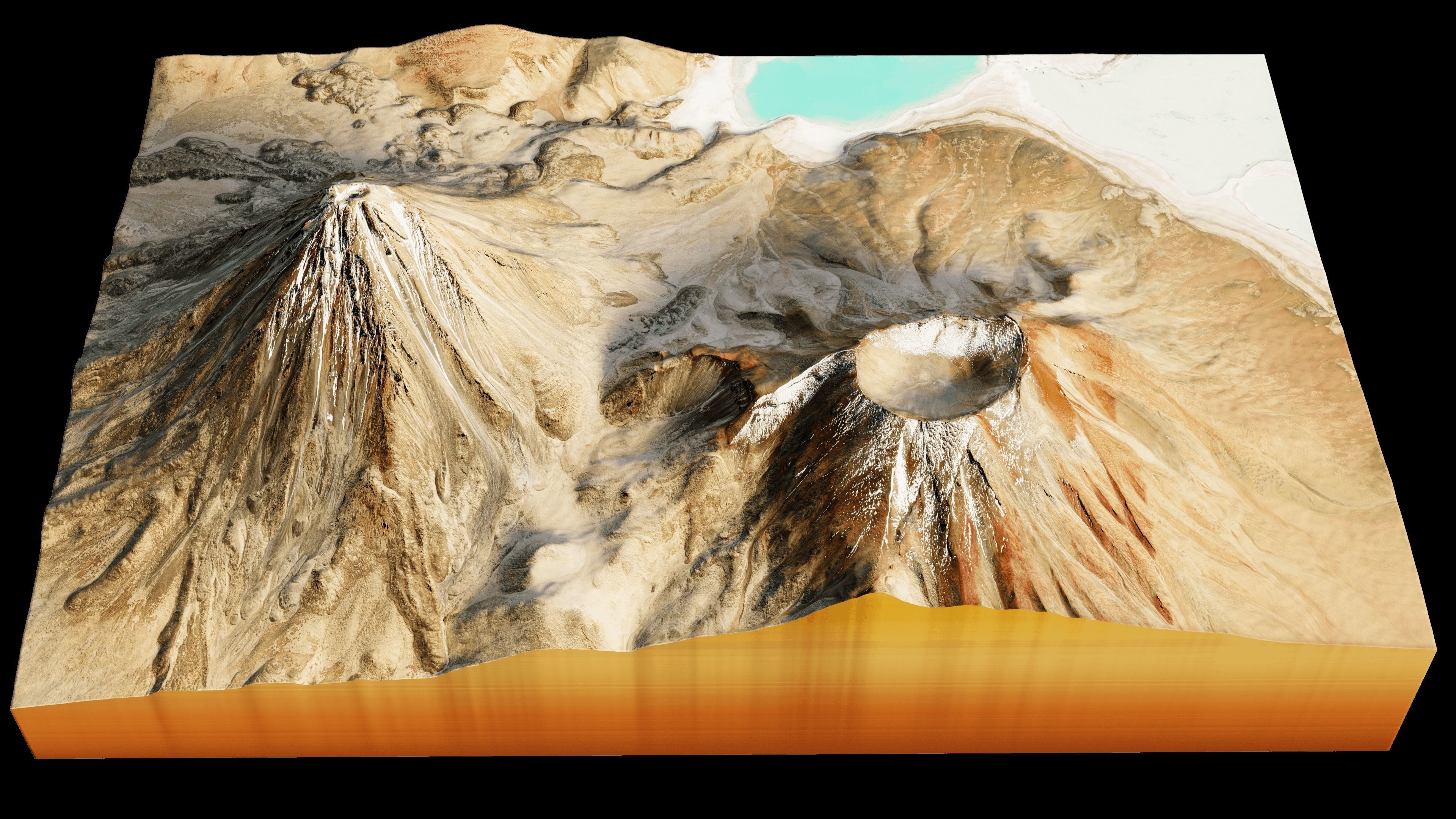 Licancabur volcano with slopes and lake 3d model Terrain 3D model ...