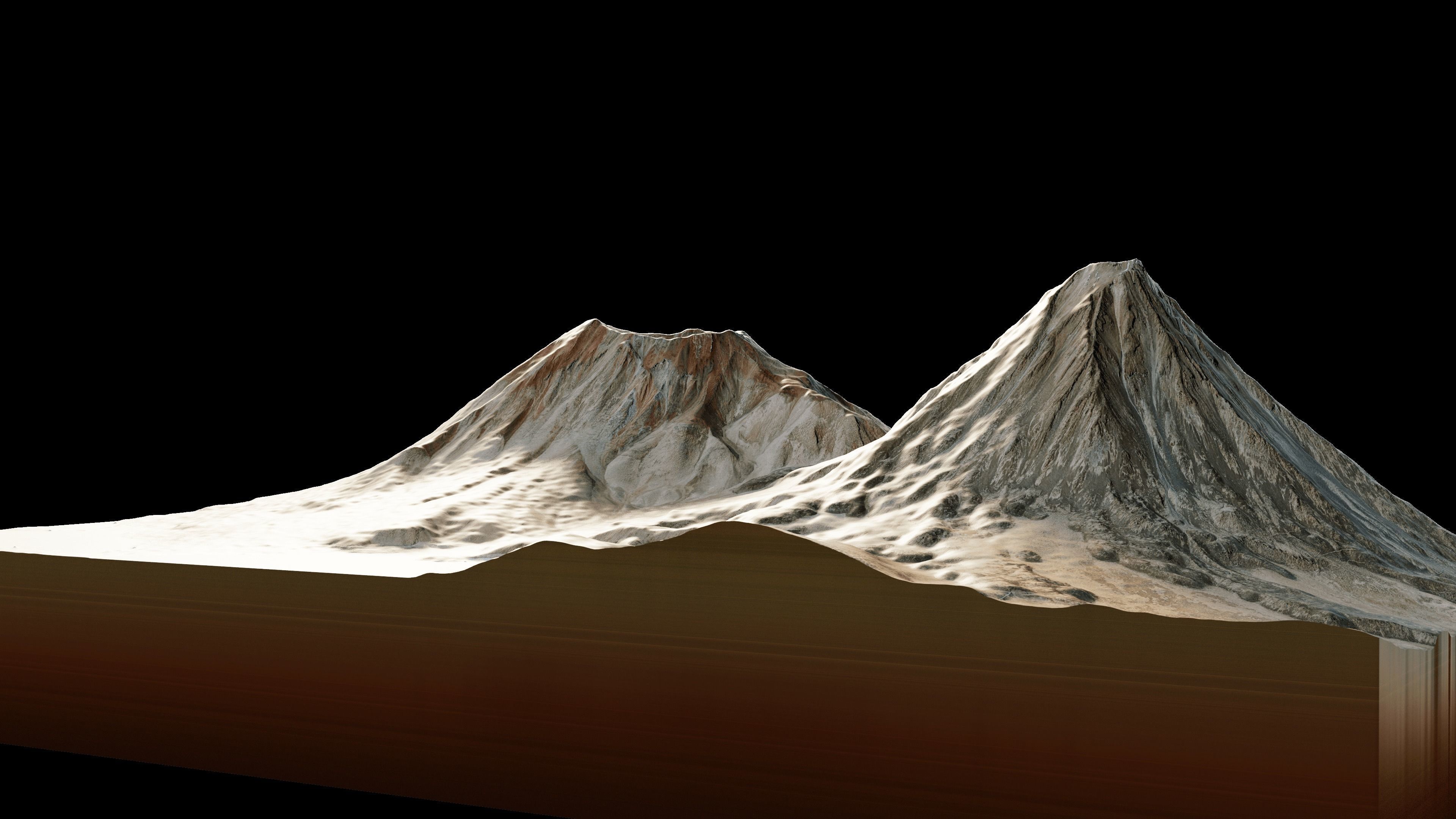 Licancabur volcano with slopes and lake 3d model Terrain 3D model ...