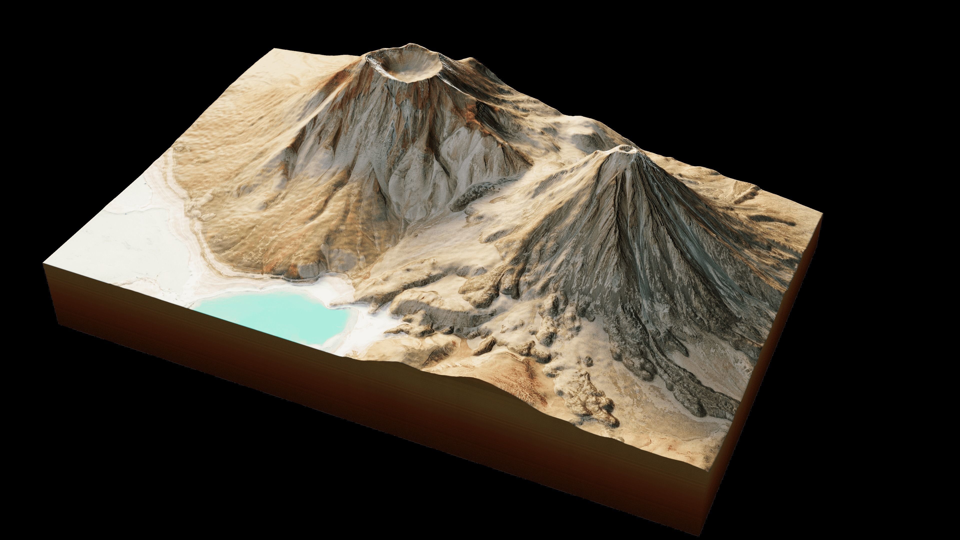 Licancabur volcano with slopes and lake 3d model Terrain 3D model ...