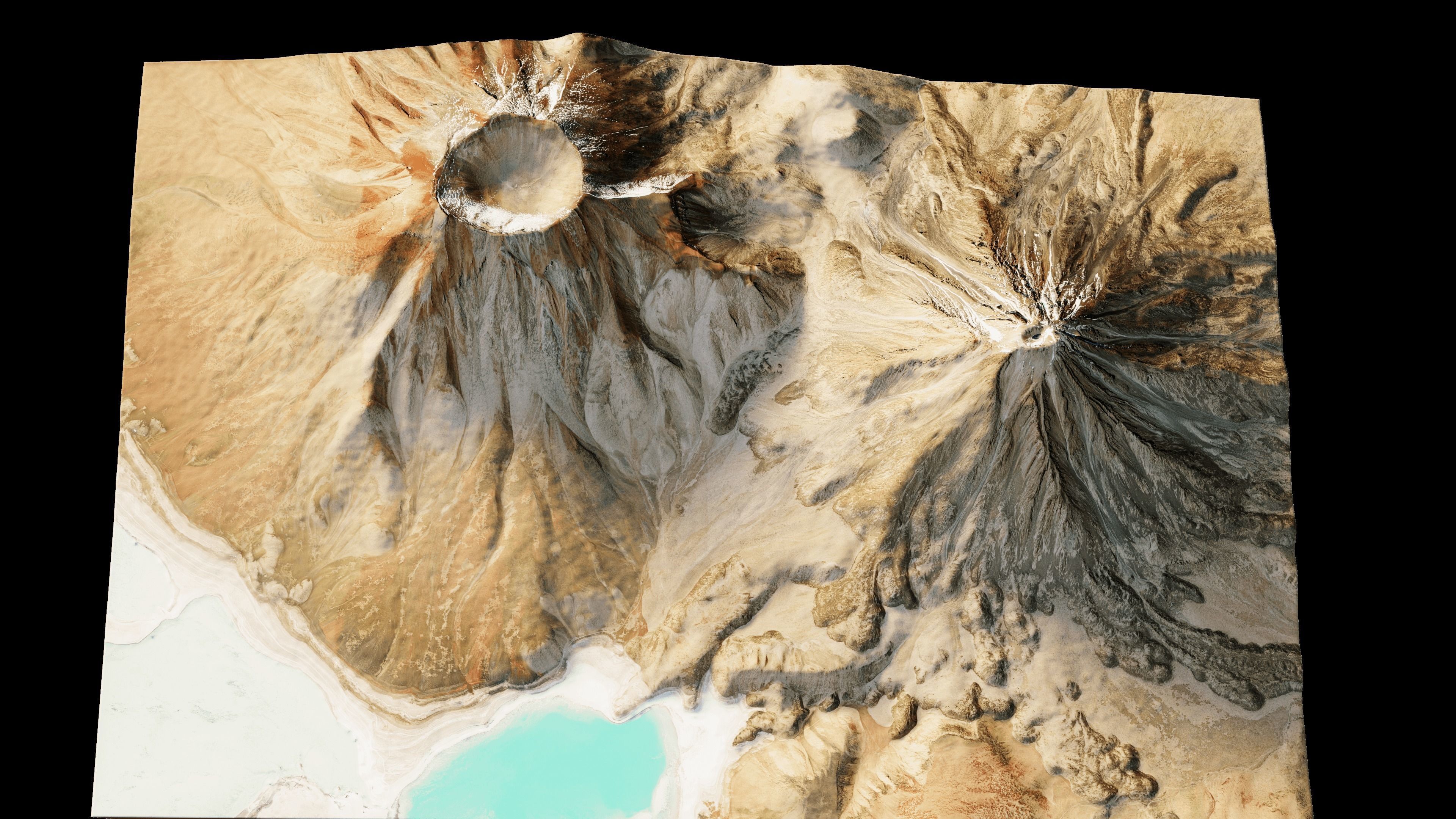 Licancabur volcano with slopes and lake 3d model Terrain 3D model ...