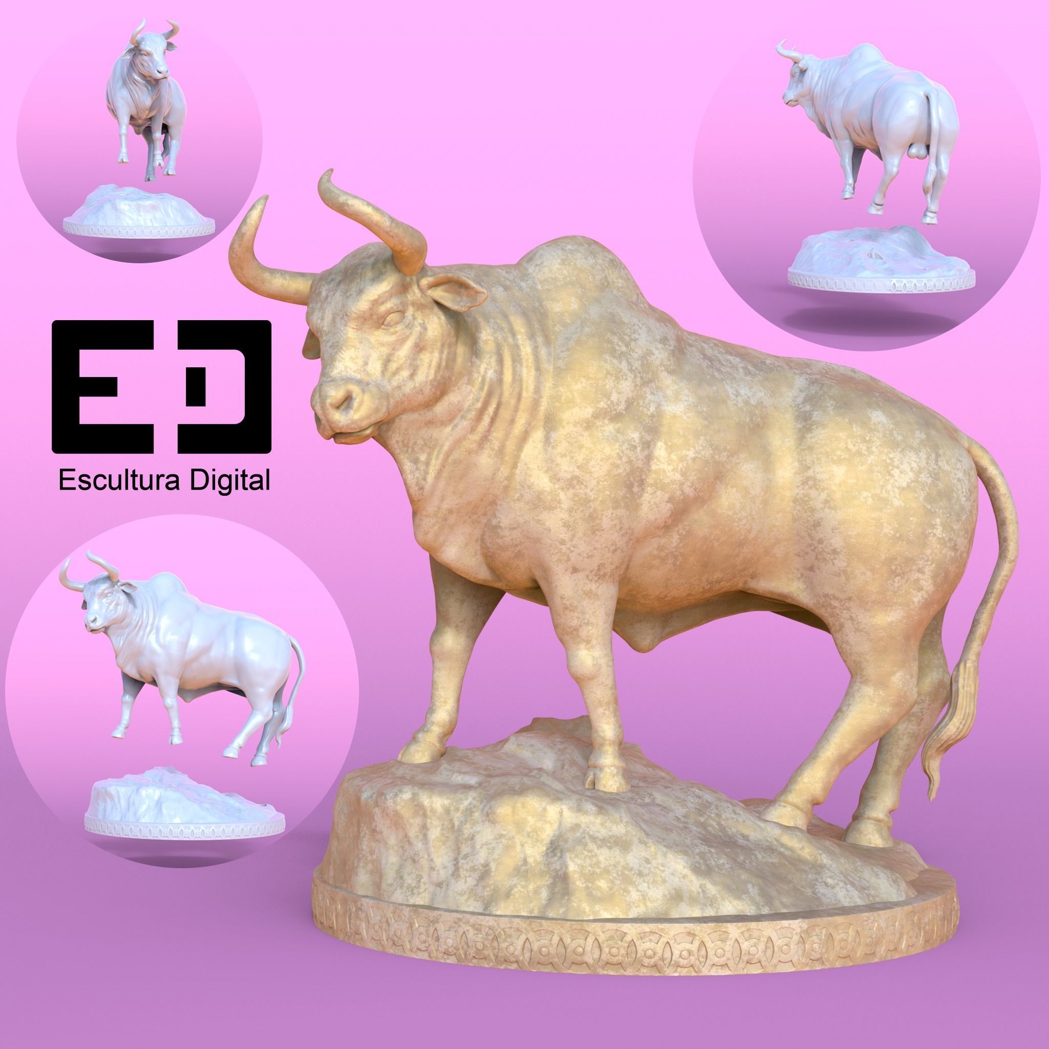 Toro - Bull - Nandi Statue 3D model 3D printable | CGTrader