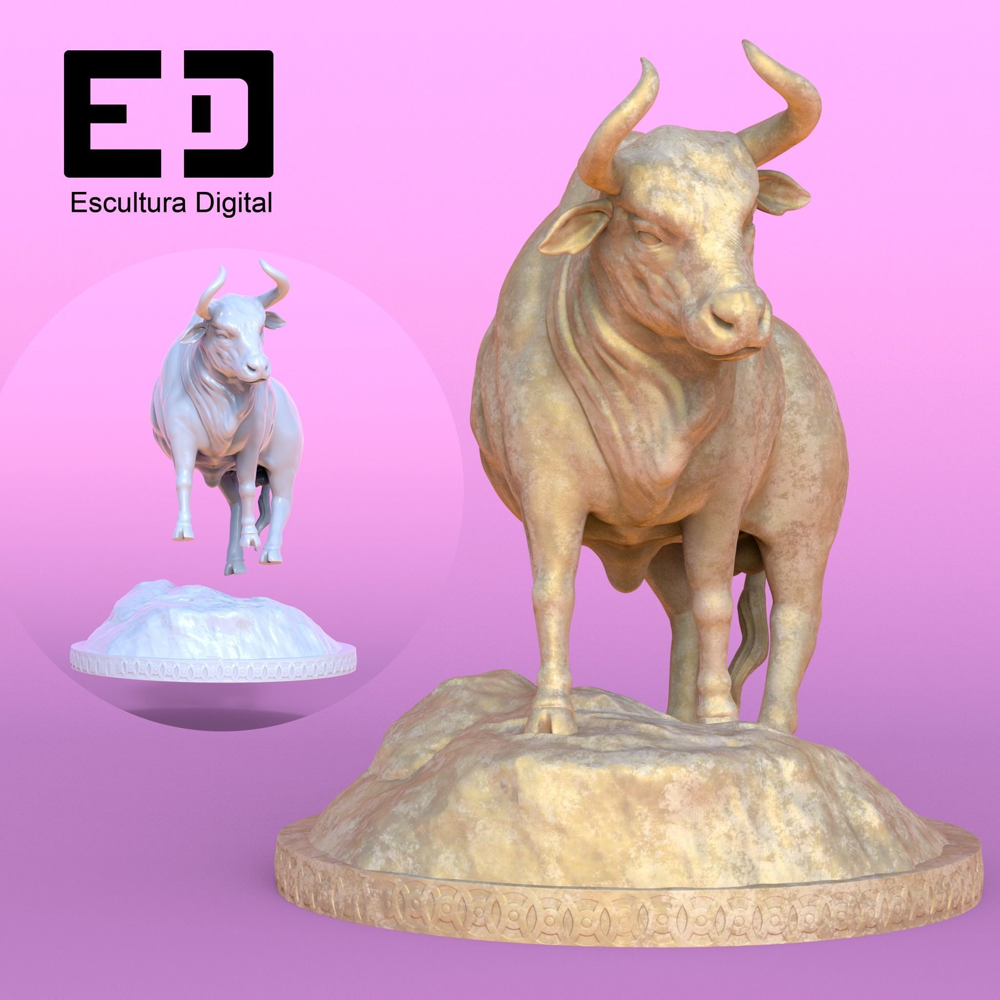 Toro - Bull - Nandi Statue 3D model 3D printable | CGTrader