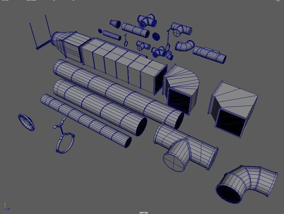 Simple Game ready modular pipes 3D model | CGTrader