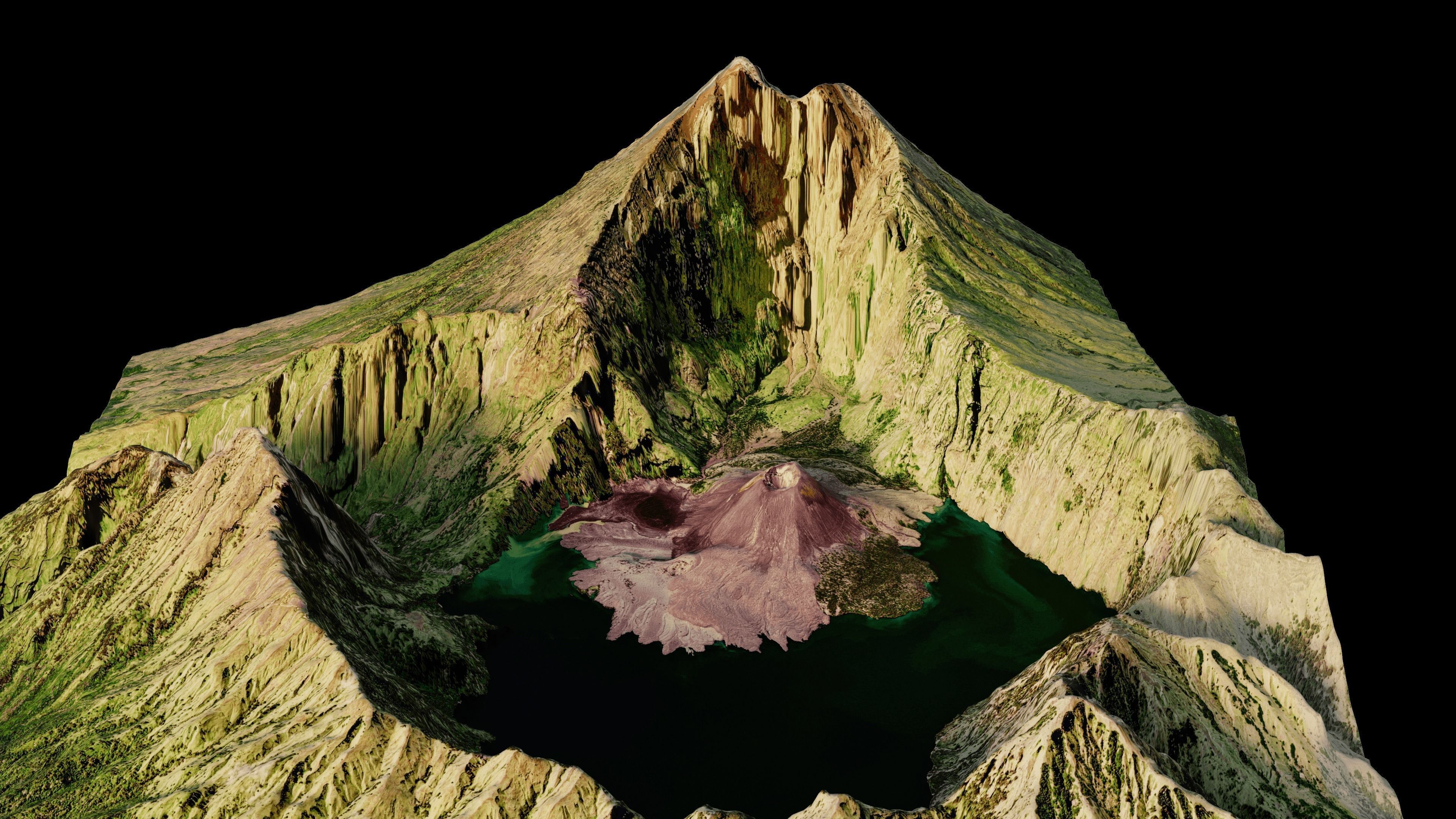 Rinjani volcano landscape with caldera and slope 3D model | CGTrader