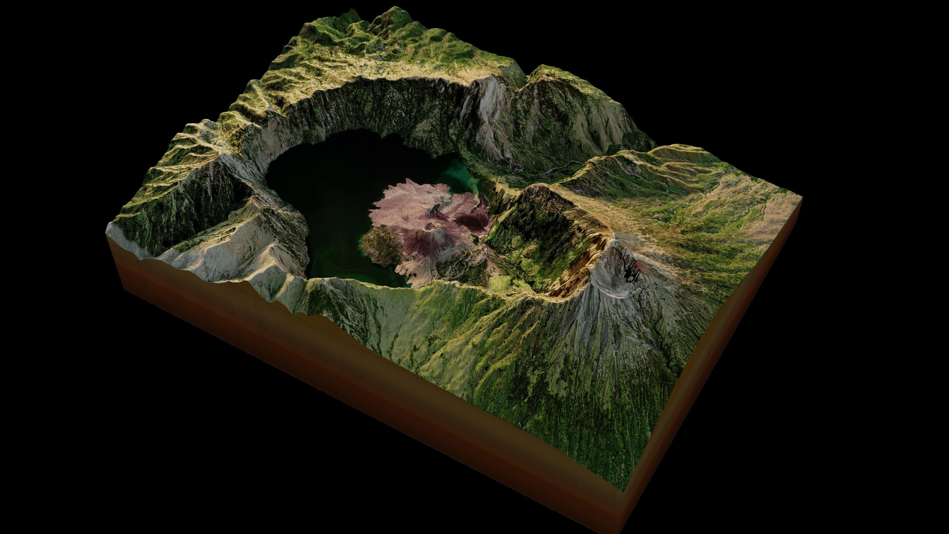 Rinjani volcano landscape with caldera and slope 3D model | CGTrader