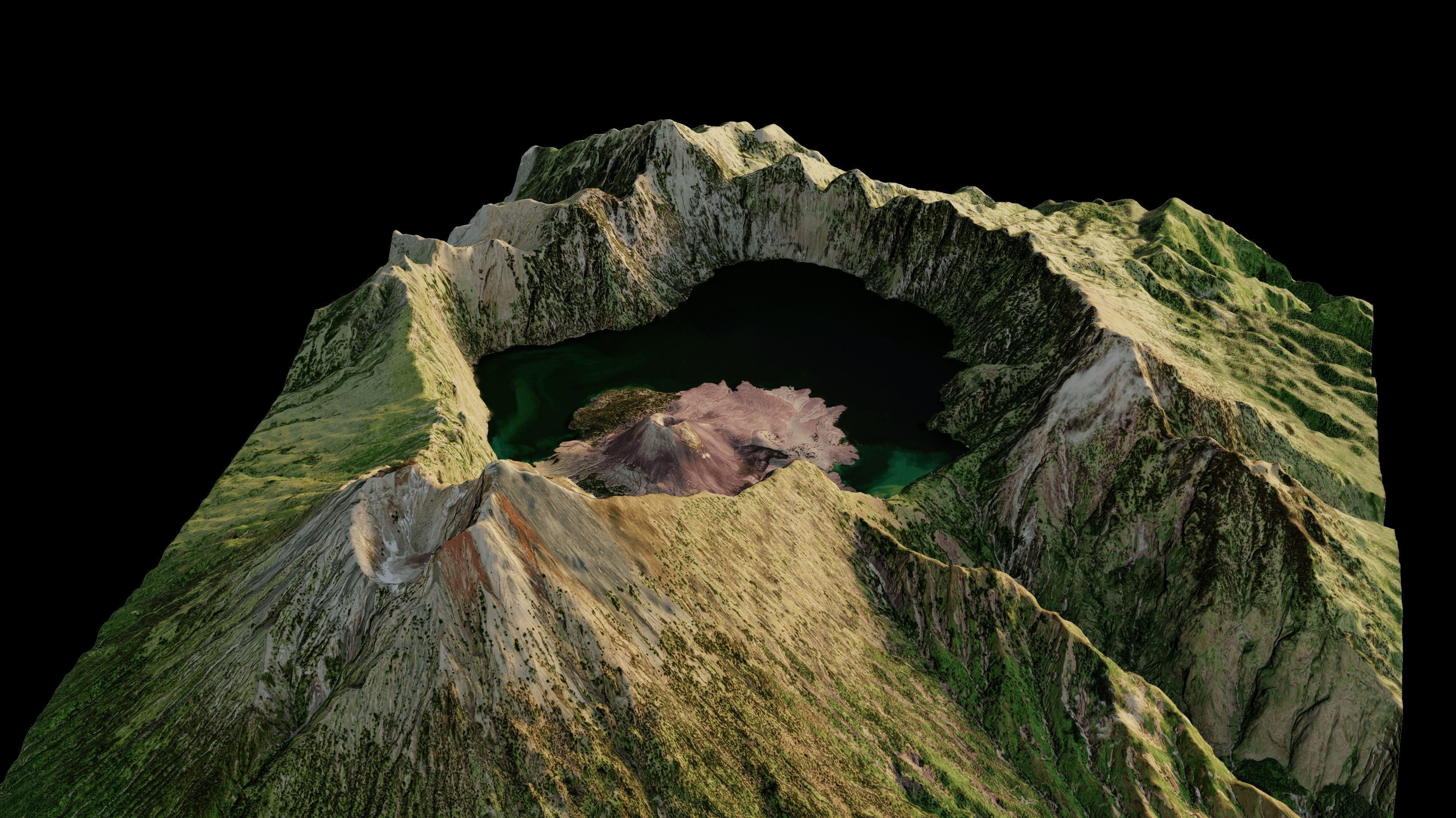 Rinjani volcano landscape with caldera and slope 3D model | CGTrader