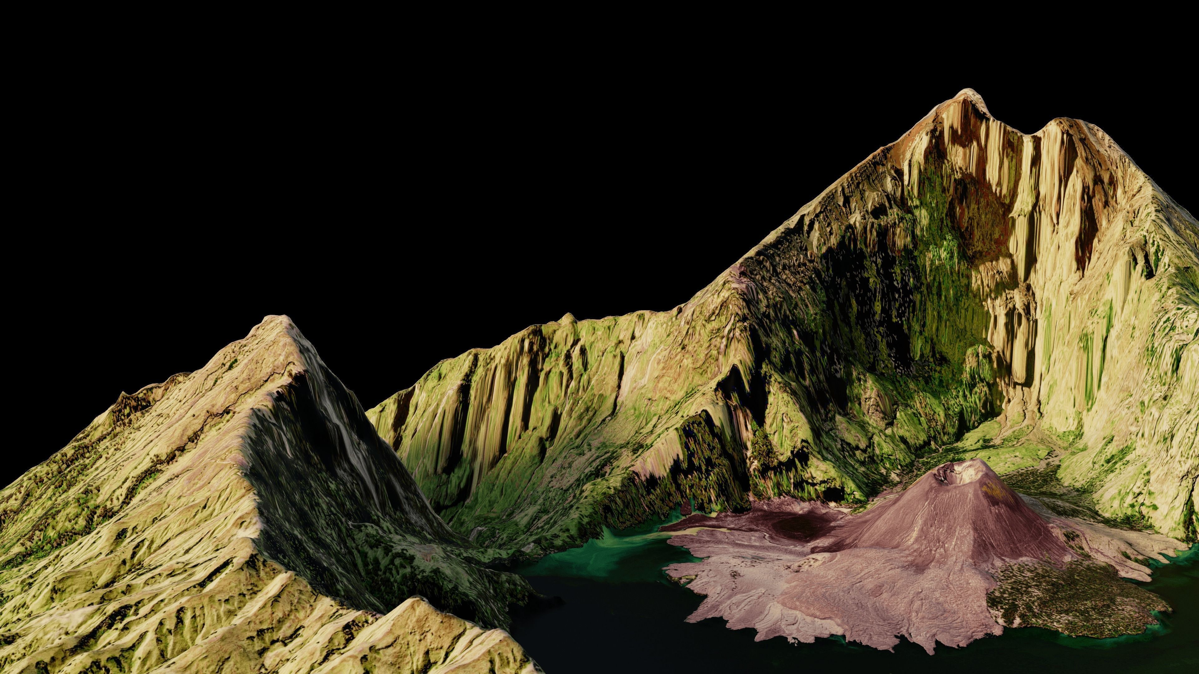 Rinjani volcano landscape with caldera and slope 3D model | CGTrader