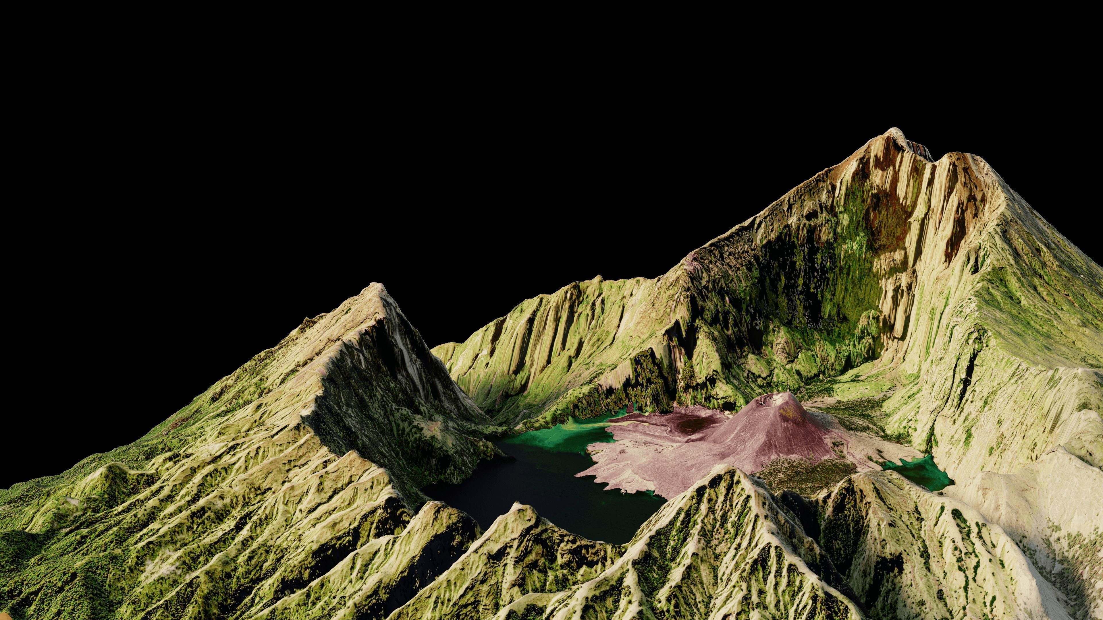 Rinjani volcano landscape with caldera and slope 3D model | CGTrader