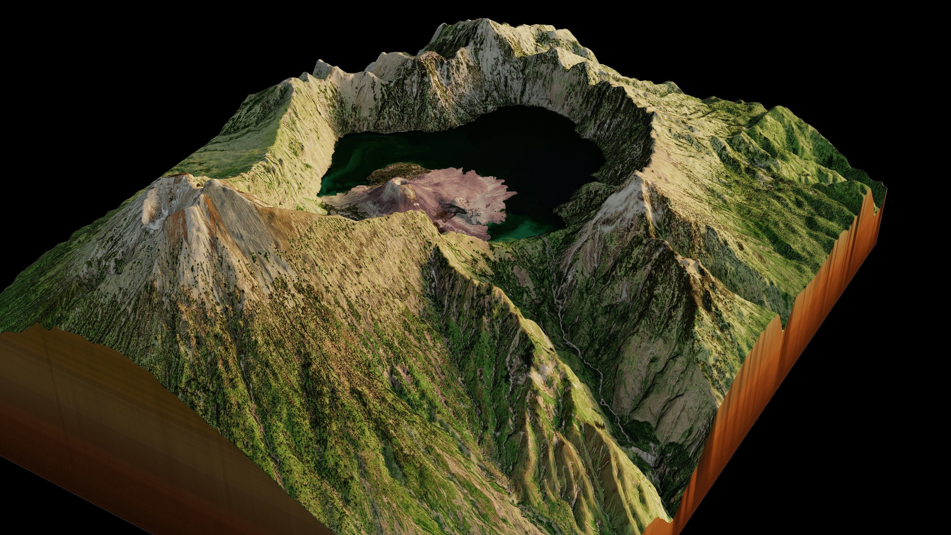 Rinjani volcano landscape with caldera and slope 3D model | CGTrader