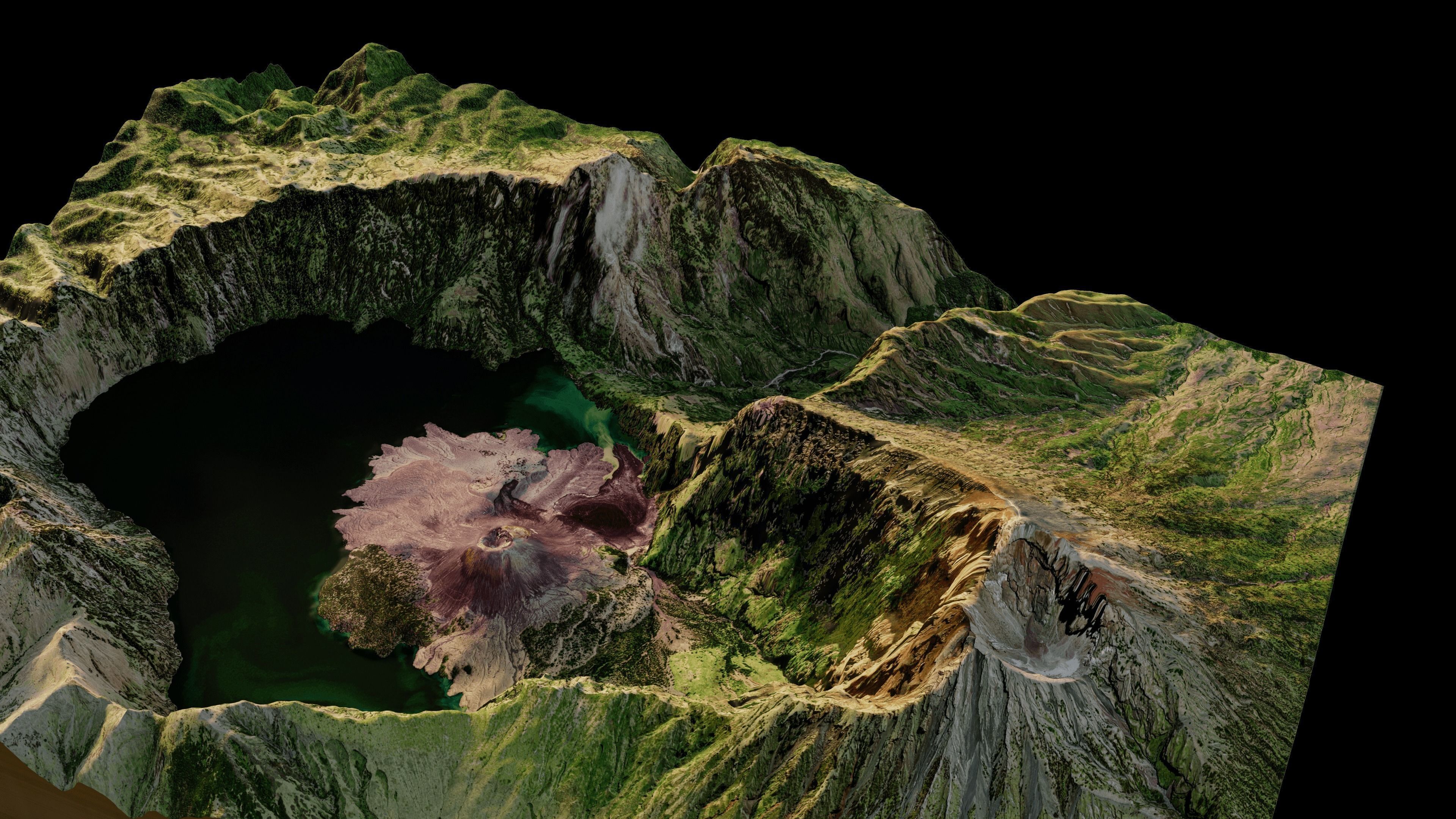 Rinjani volcano landscape with caldera and slope 3D model | CGTrader