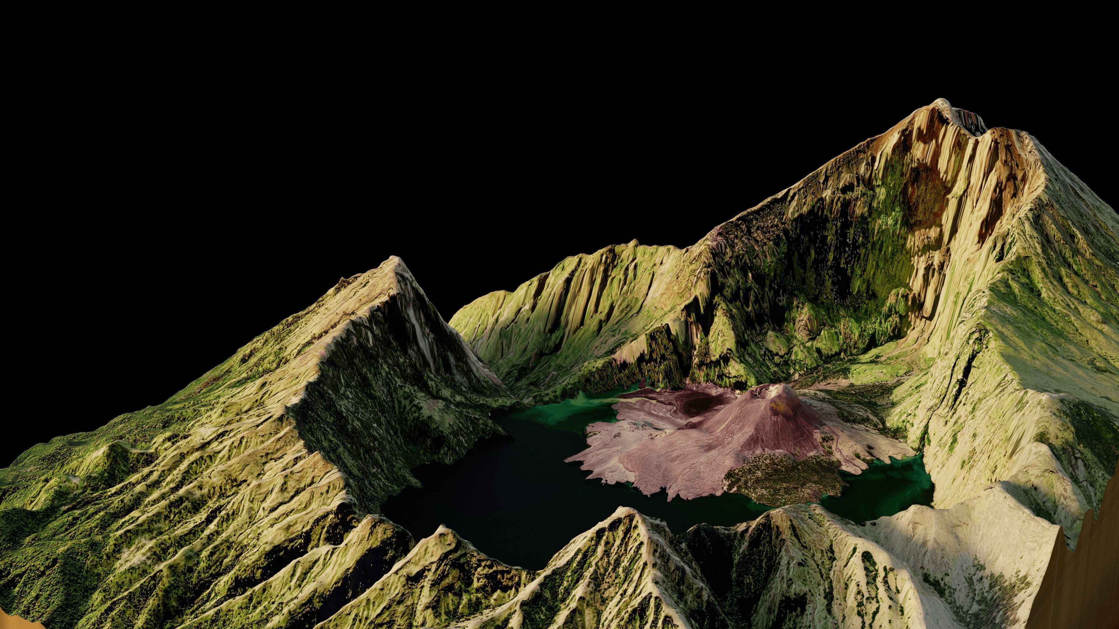 Rinjani volcano landscape with caldera and slope 3D model | CGTrader