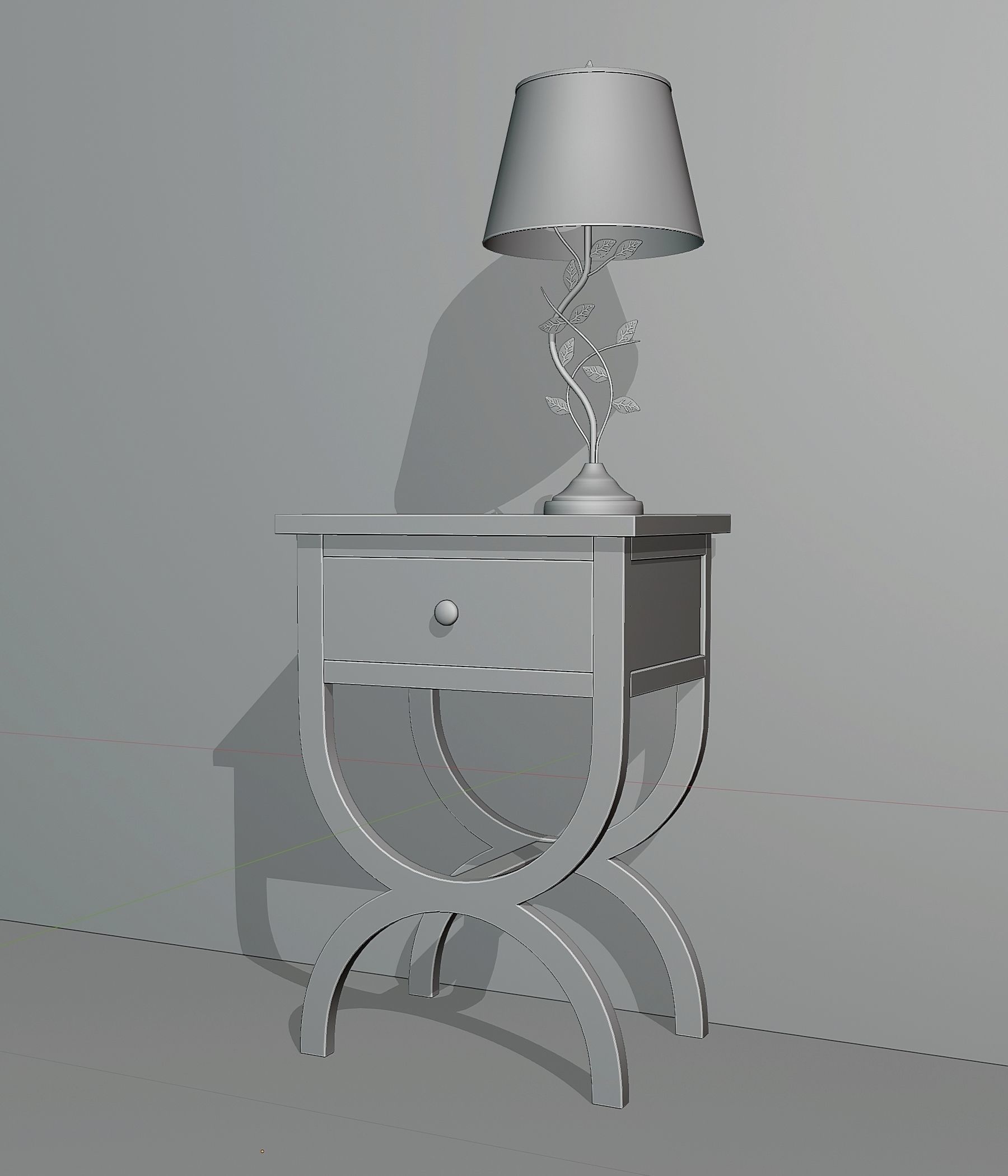 Bedside table with lampshade 3D model | CGTrader