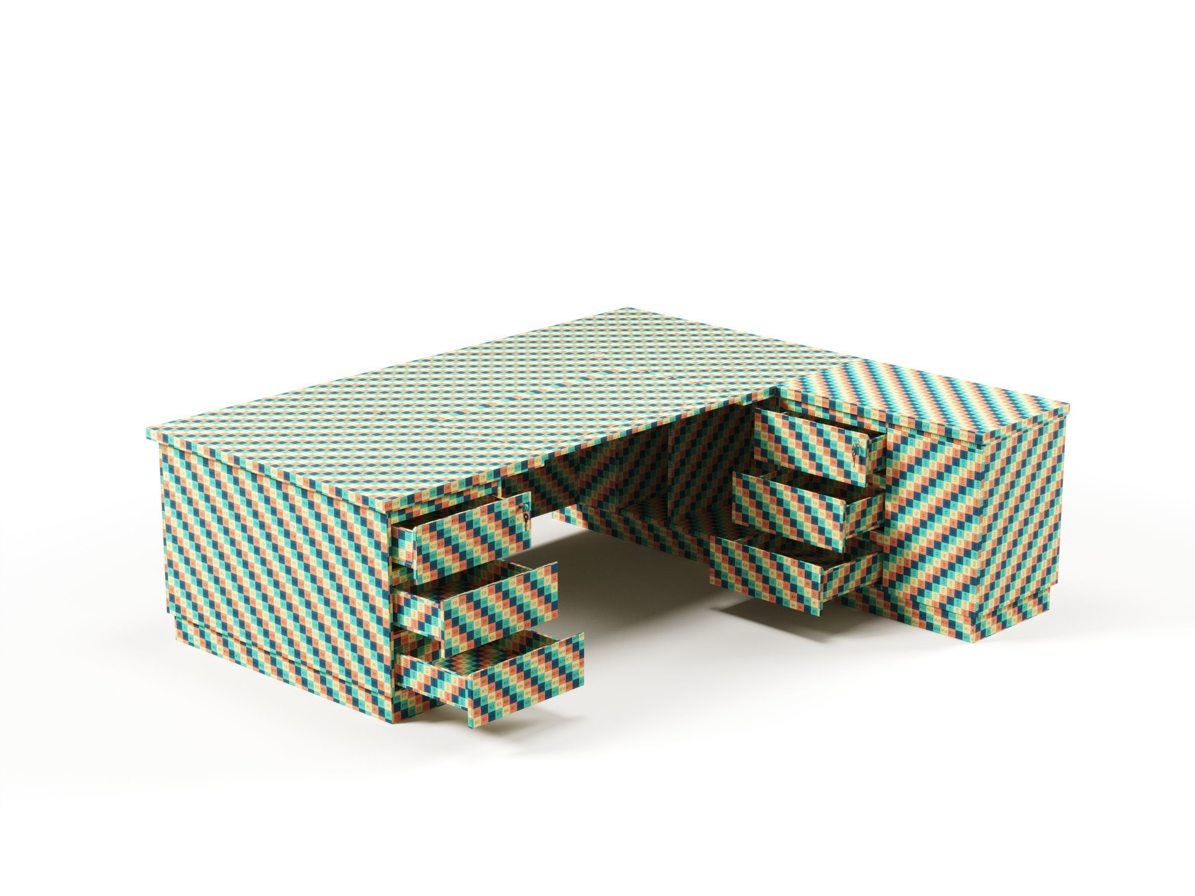 Modern Office Desk With Side Cabinet File For Director free 3D model ...