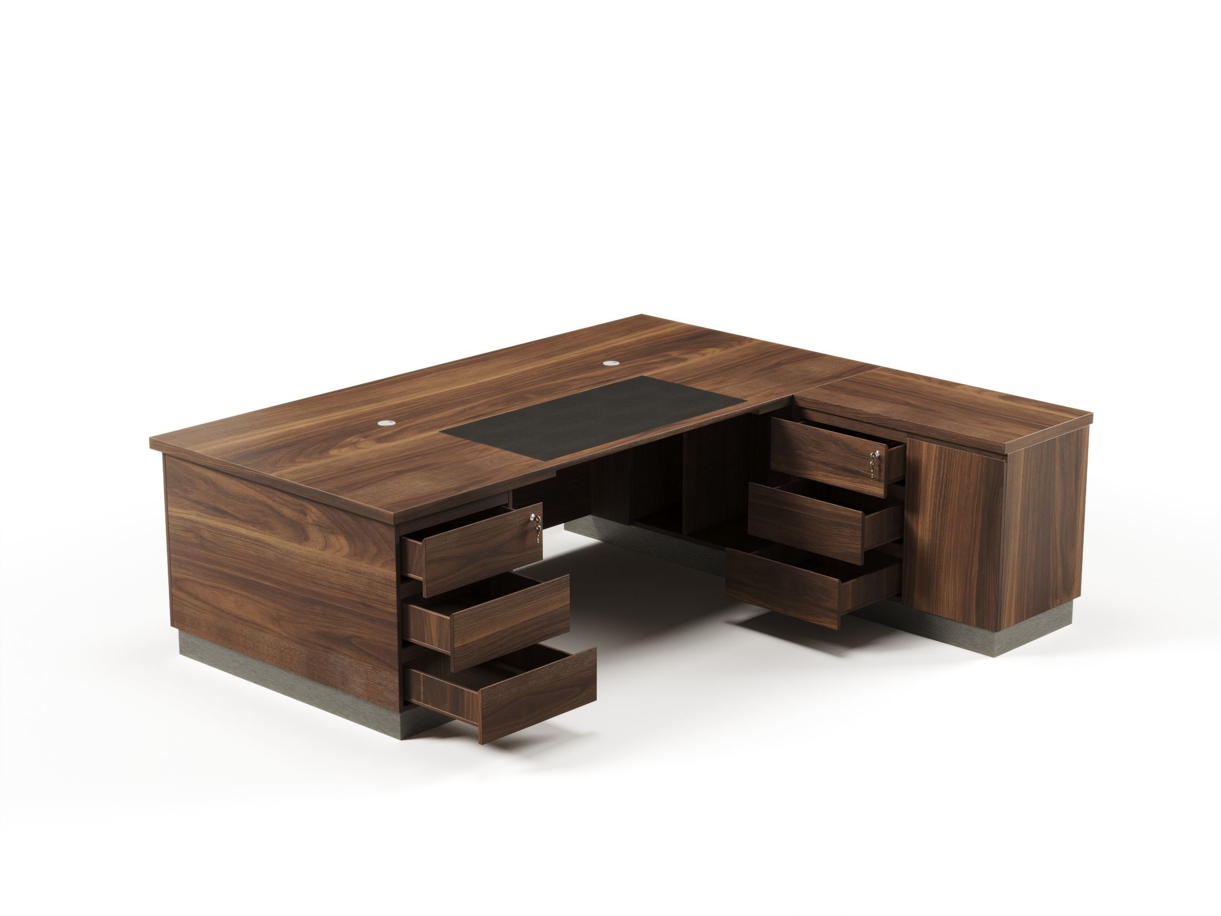 Modern Office Desk With Side Cabinet File For Director free 3D model ...