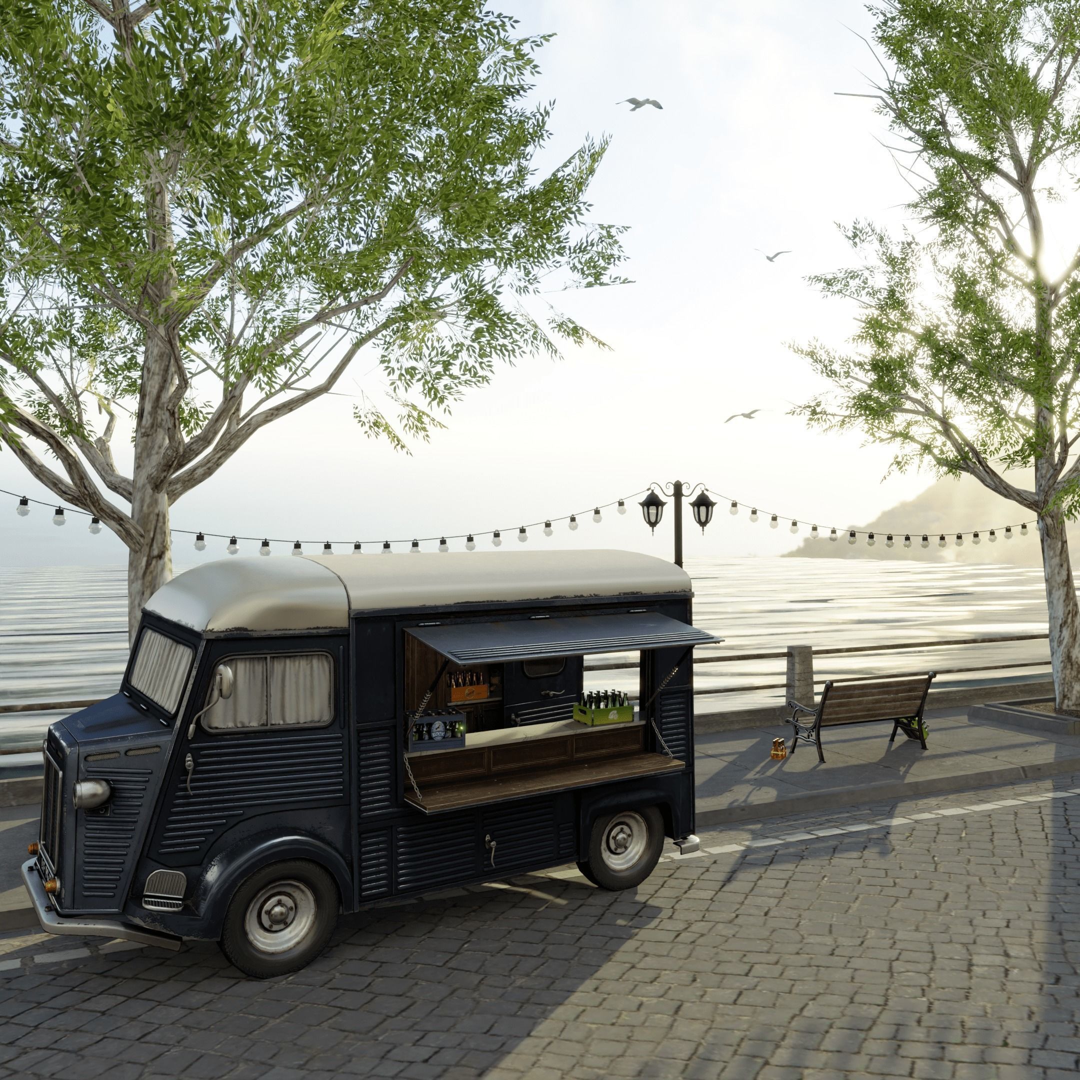 Waterfront Blender Scene - DAY 3D model | CGTrader