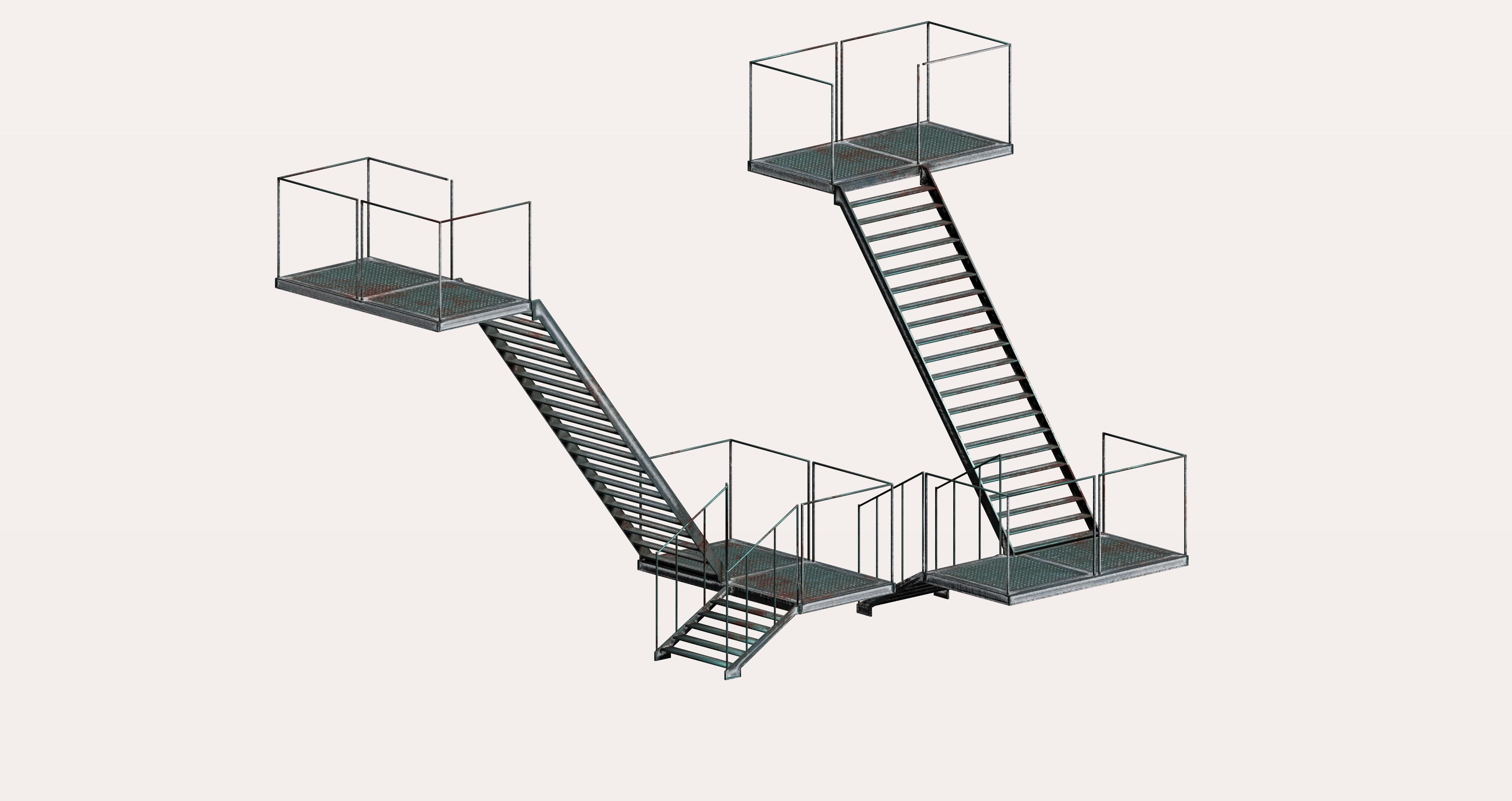 Modular multi-platform stairs 3D model | CGTrader