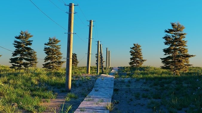 Field road 3D model | CGTrader