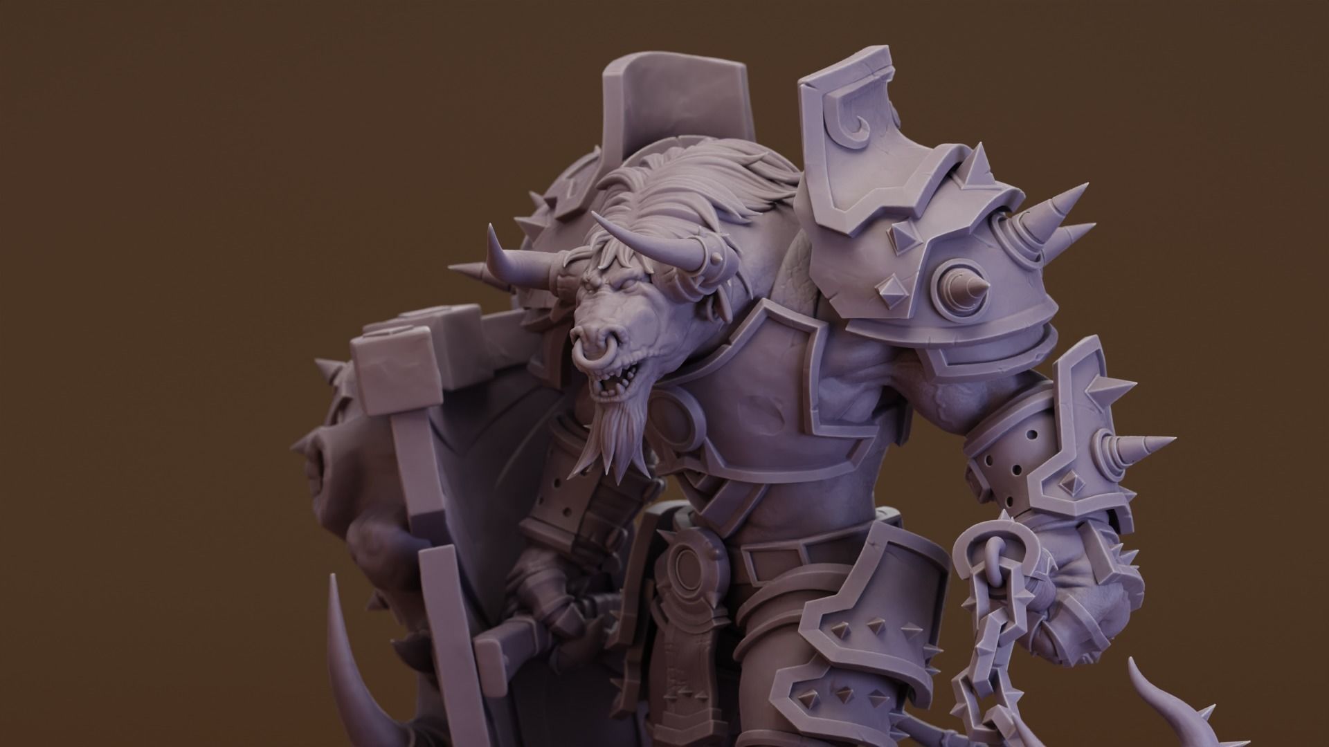 Tauren Warrior - World of Warcraft 3D model 3D printable | CGTrader