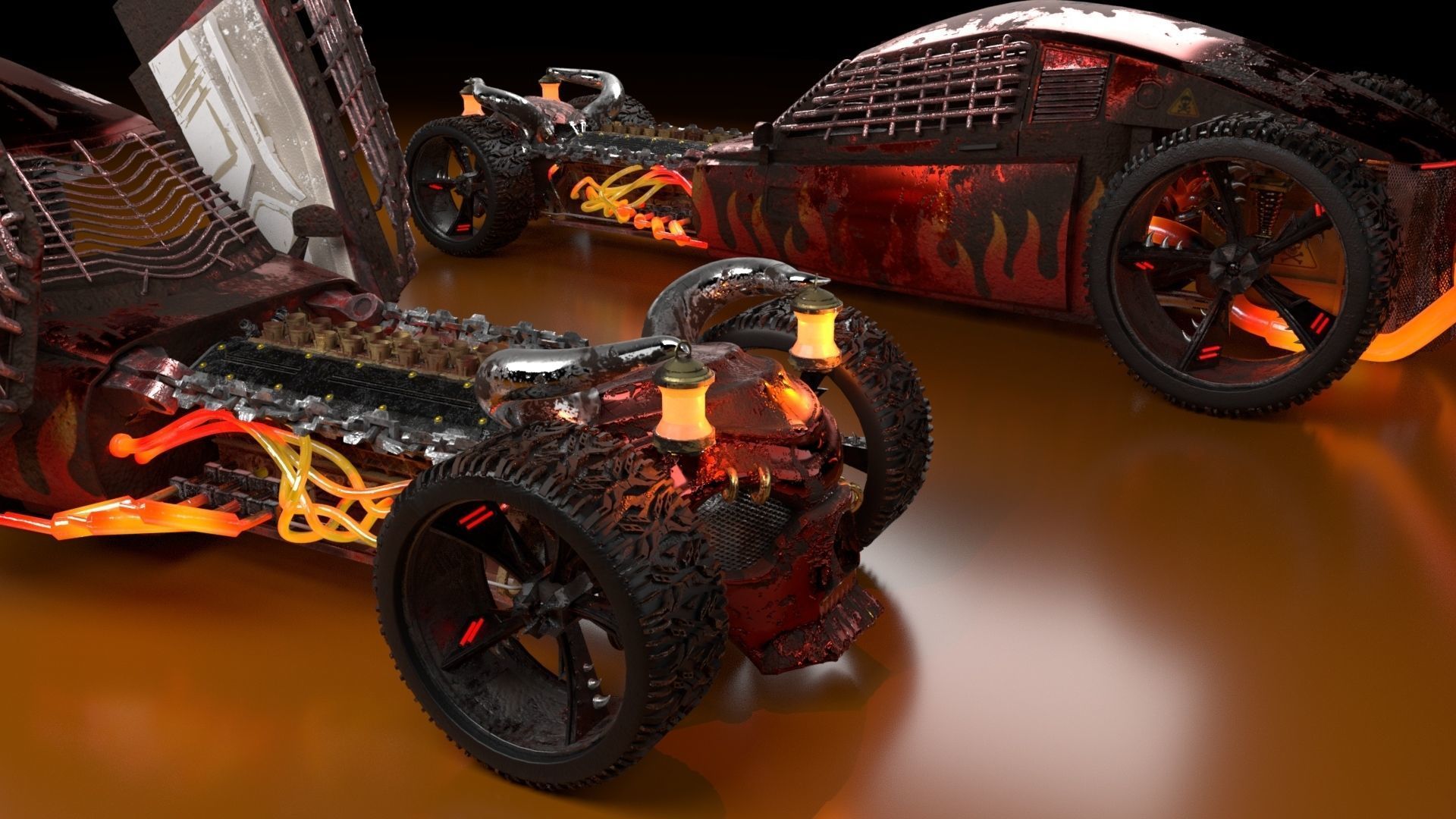 Demonic HotRod Concept Art 3D model animated | CGTrader
